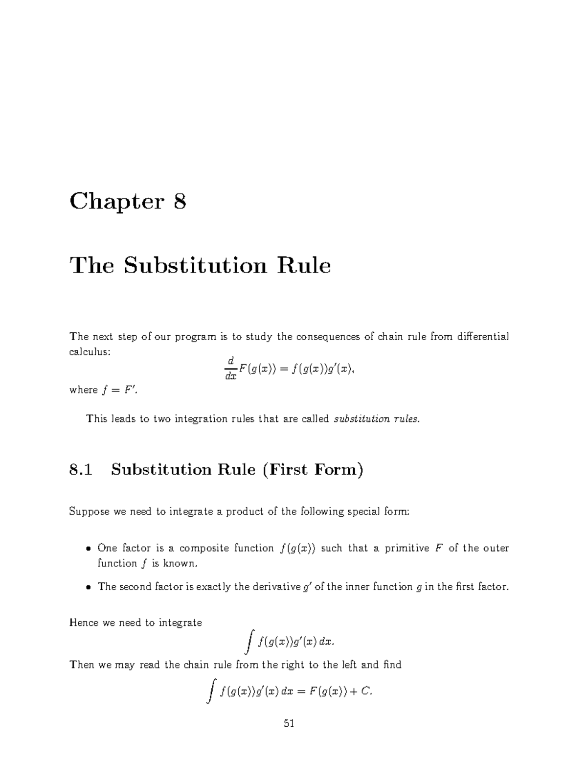 MATH102 Lecture 8 2010 - The Substitution Rule - Chapter 8 The ...