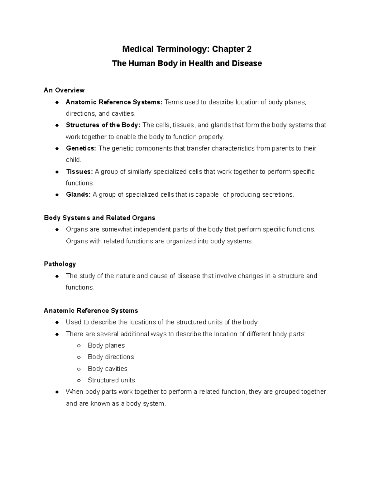 Medical Terminology Ch. 2 - Medical Terminology: Chapter 2 The Human ...