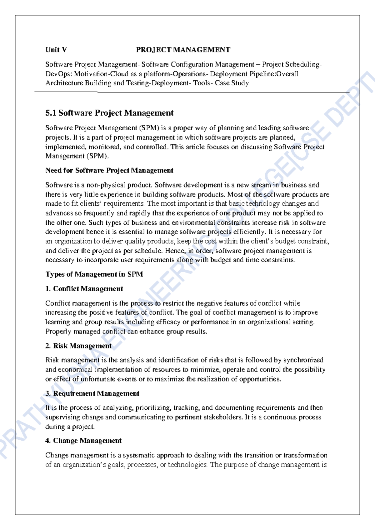object oriented software engineering - Unit V PROJECT MANAGEMENT Software Project Management ...