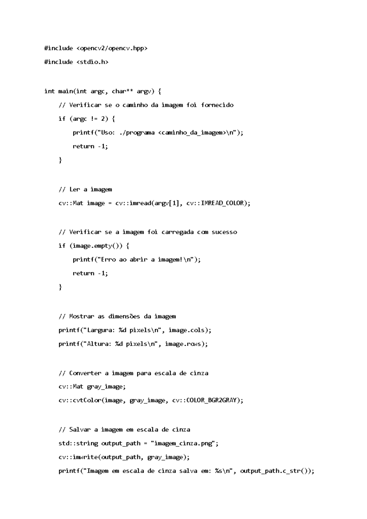 Programa para ler uma imagem - #include #include int main(int - Studocu