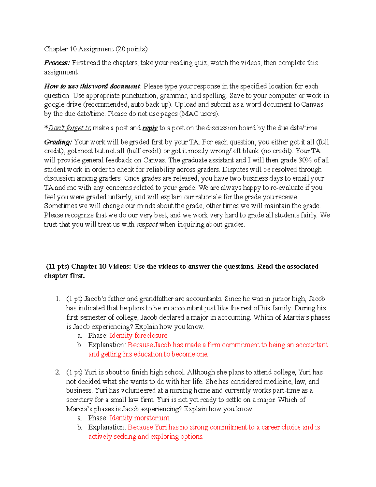 Chapter 10 assignment-20 pts-2 - Chapter 10 Assignment (20 points ...