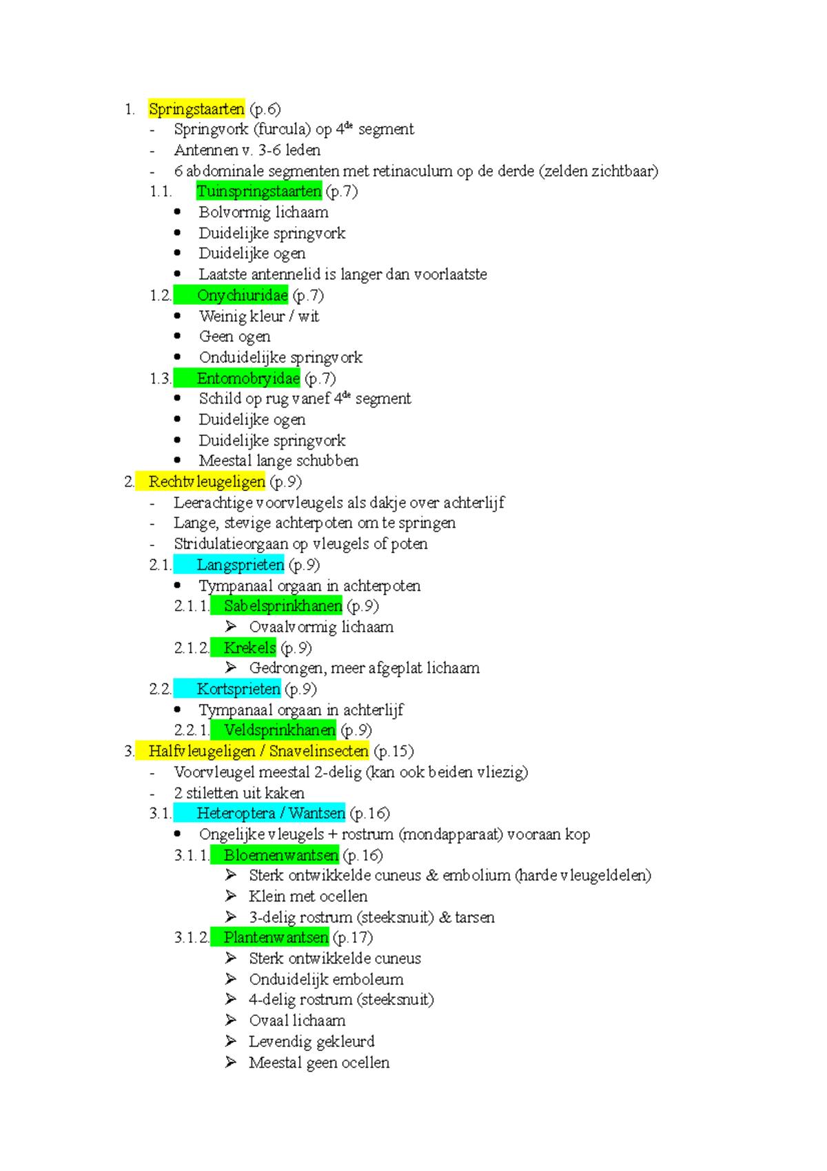 Samenvatting Determinatie Insecten - Springstaarten (p) Springvork ...
