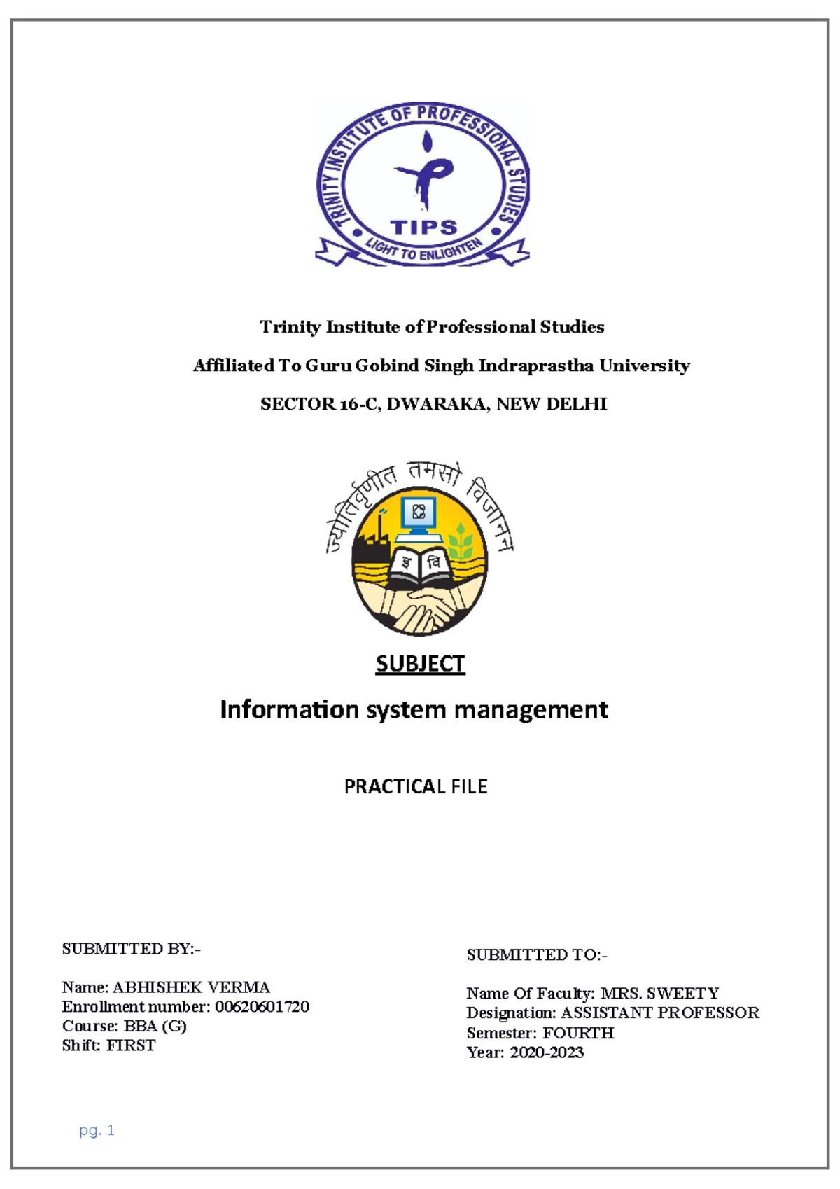 Abhishek ISM Project - jbj - Trinity Institute of Professional Studies ...