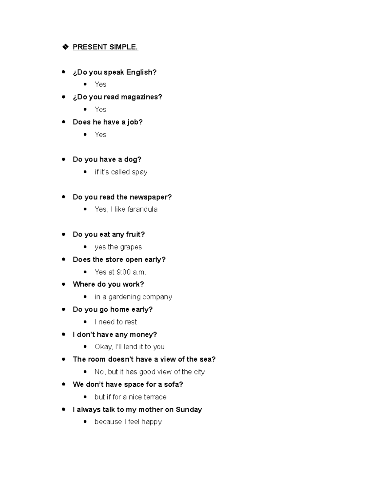 Modulo 1 Ingles 3 - PRESENT SIMPLE. ¿Do you speak English? Yes ¿Do you ...