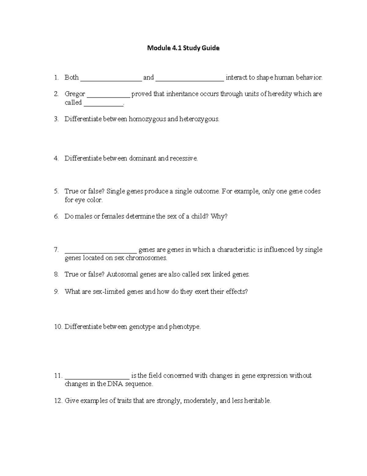 Module 4.1 Study Guide - Module 4 Study Guide Both ...