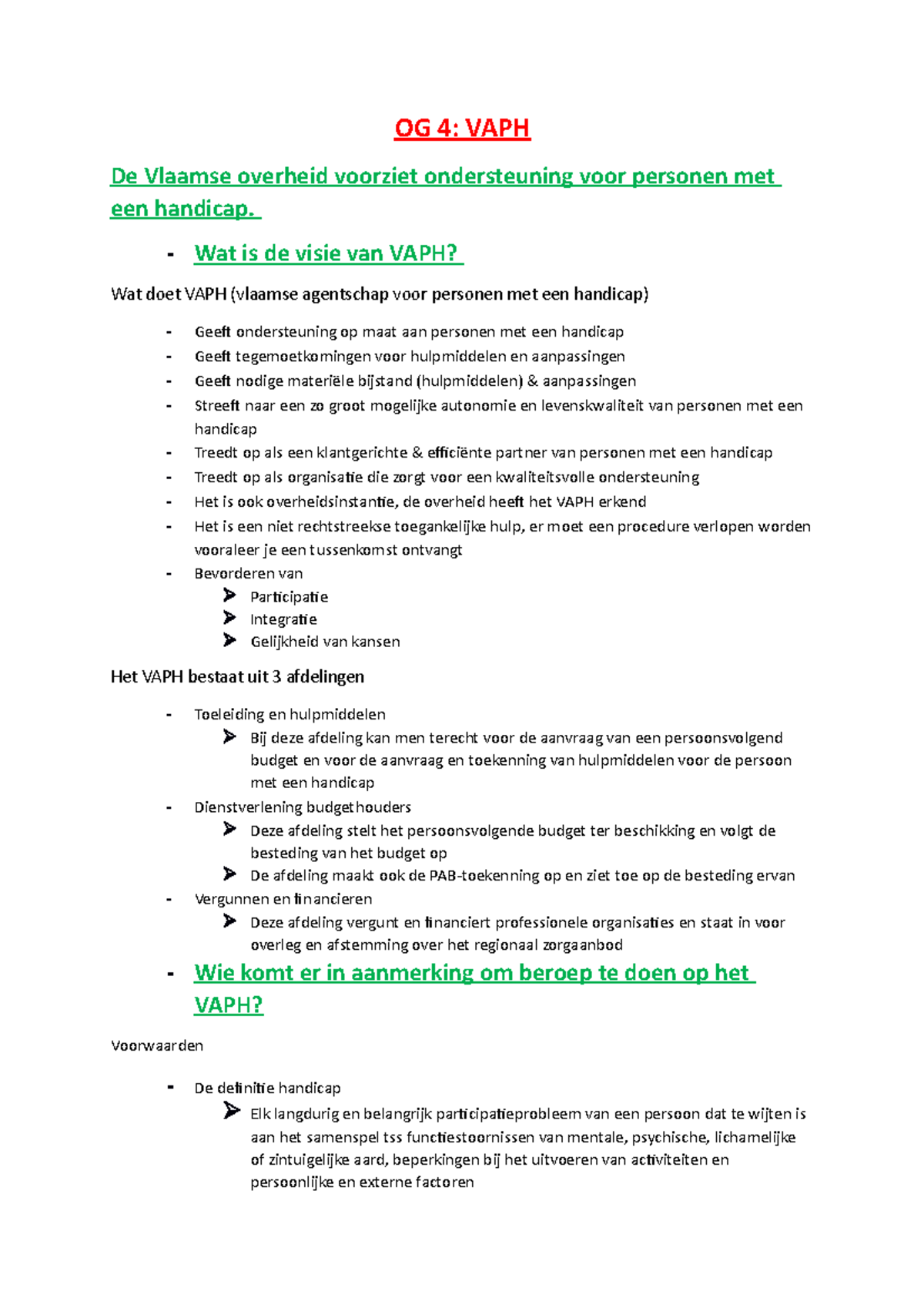 OG 4 VAPH - Here is the OG from VAPH - OG 4: VAPH De Vlaamse overheid voorziet ondersteuning ...