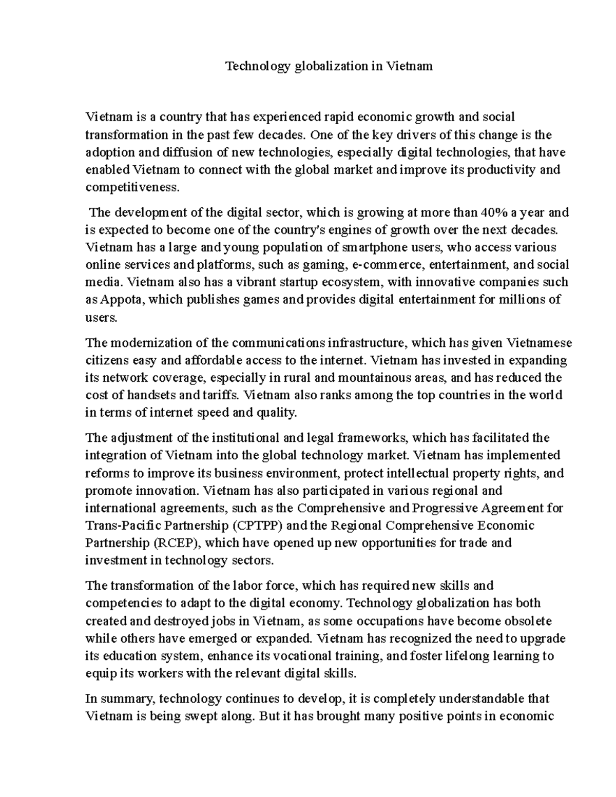 Technology globalization in Vietnam - Technology globalization in ...