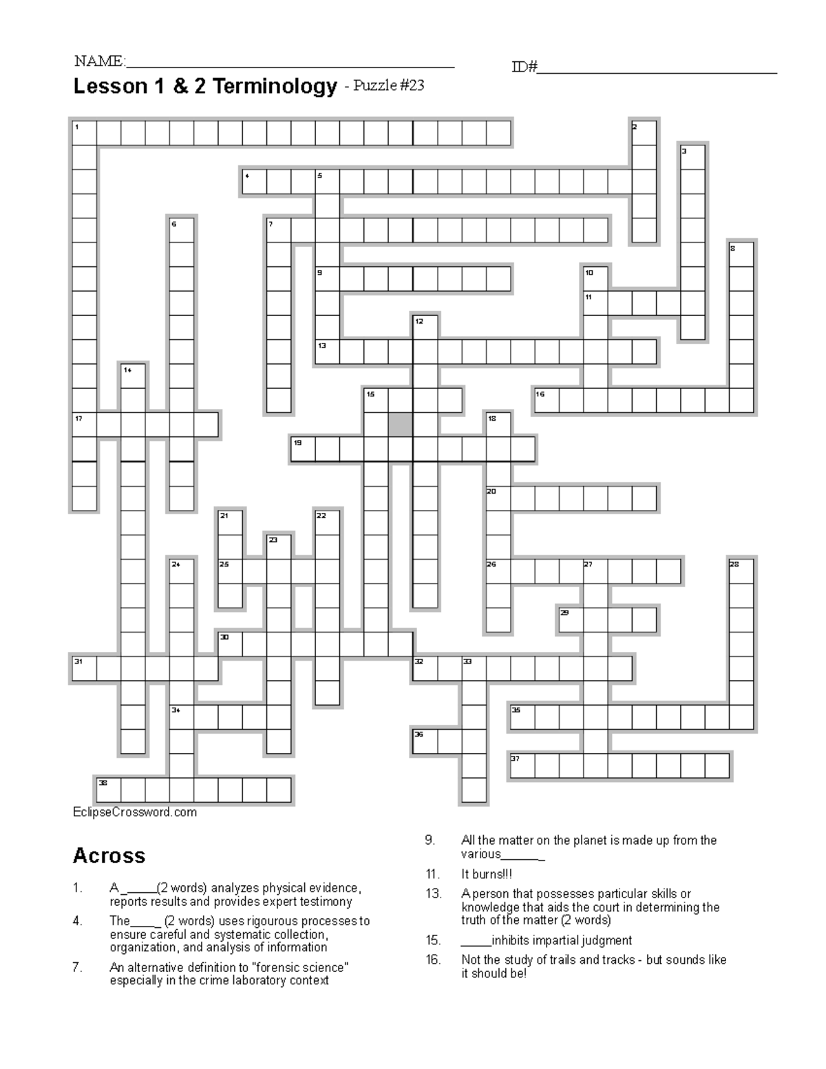 Terminology L1 L2 puz 23 v2.0 - NAME: Lesson 1 & 2 Terminology - Puzzle ...