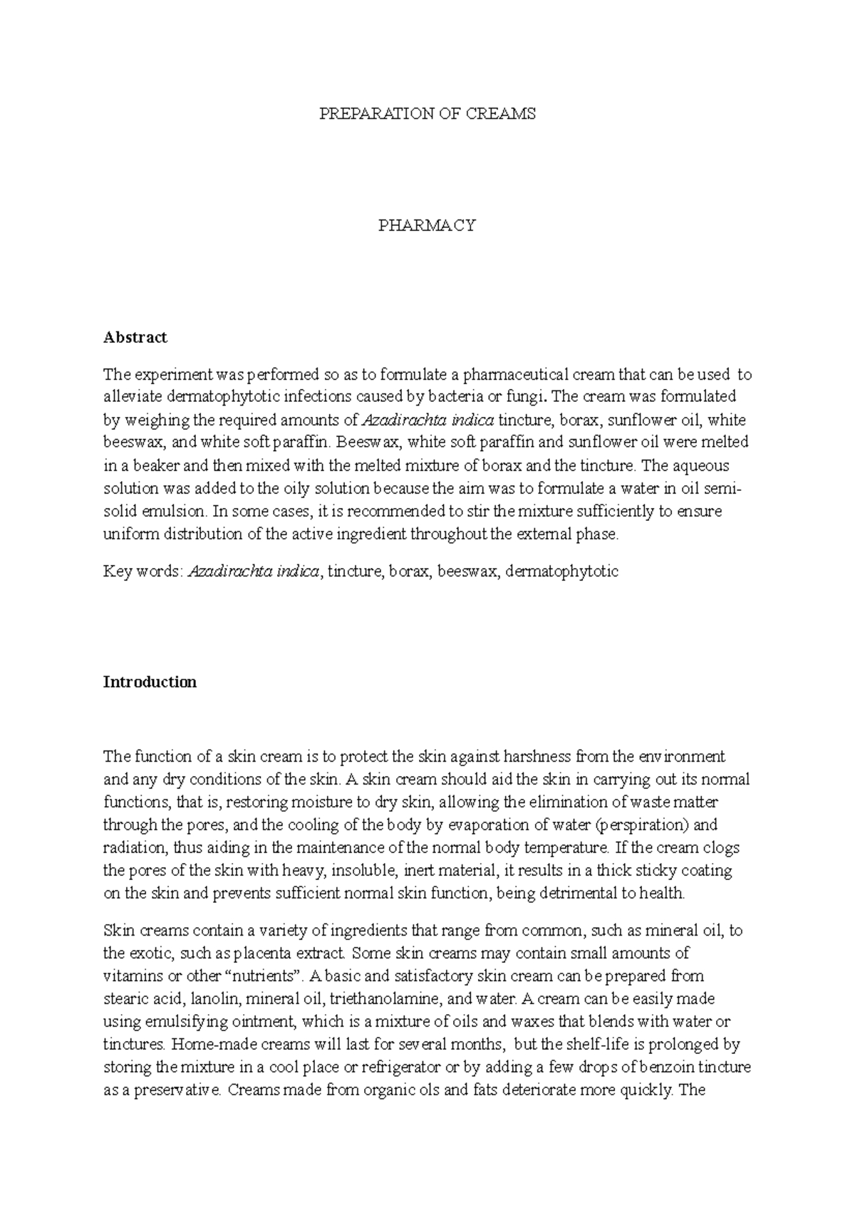 Preparation OF Creams - pharmacy - PREPARATION OF CREAMS PHARMACY ...