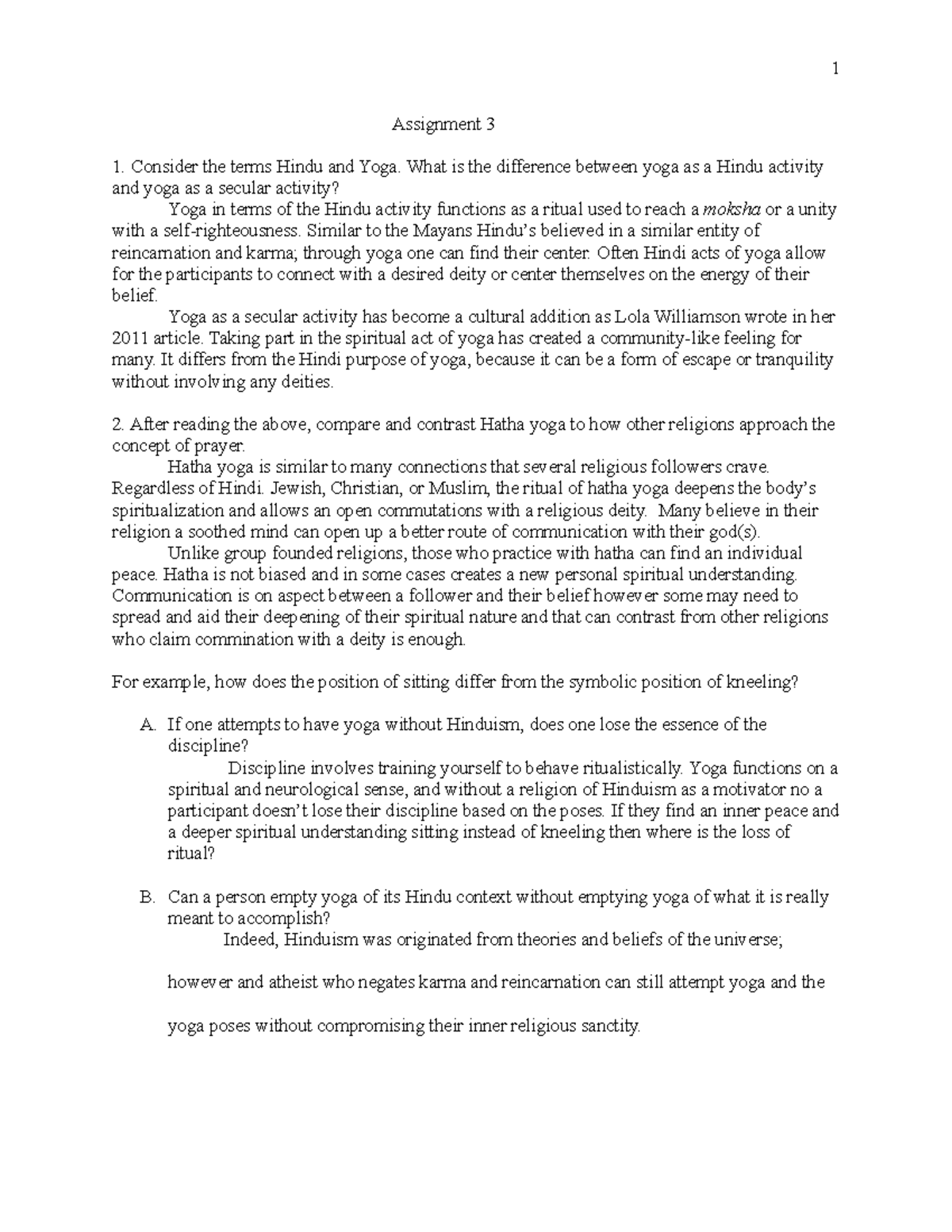 Assignment 3 - Grade: A - 1 Assignment 3 Consider the terms Hindu and ...