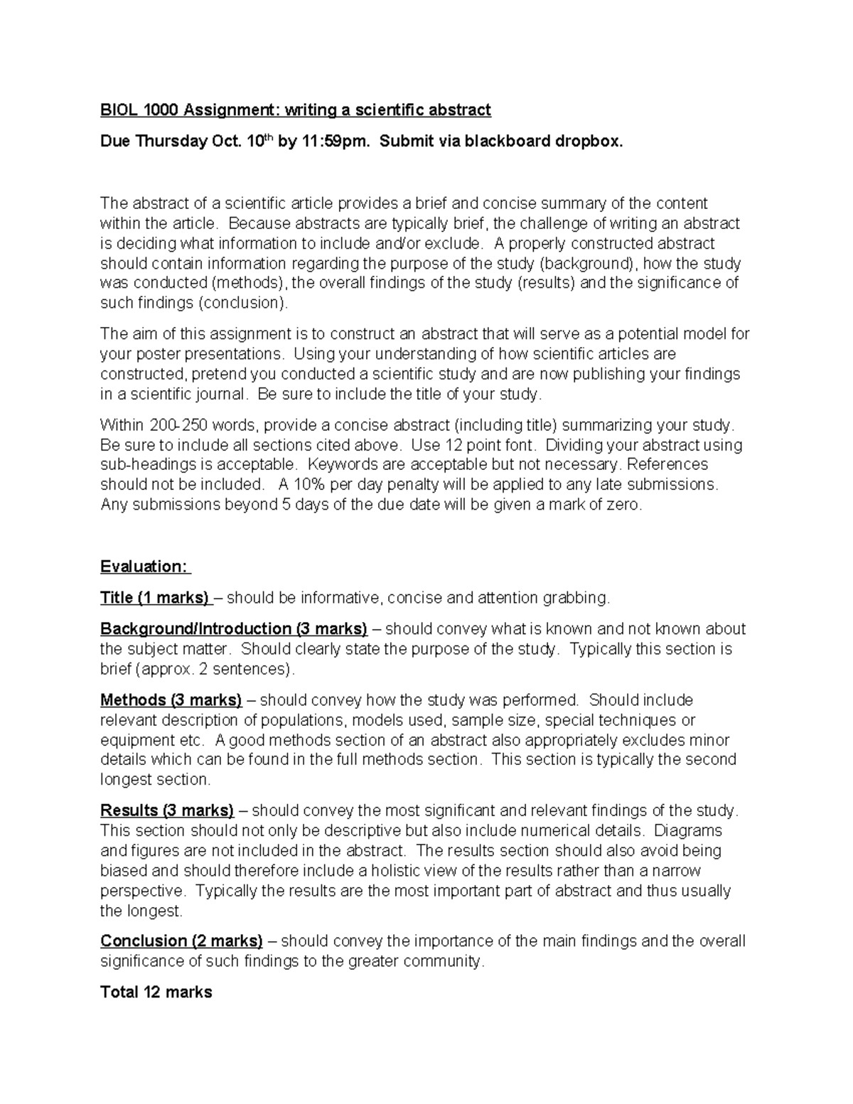 Chemistry Lab Regulations - BIOL 1000 Assignment: writing a scientific ...