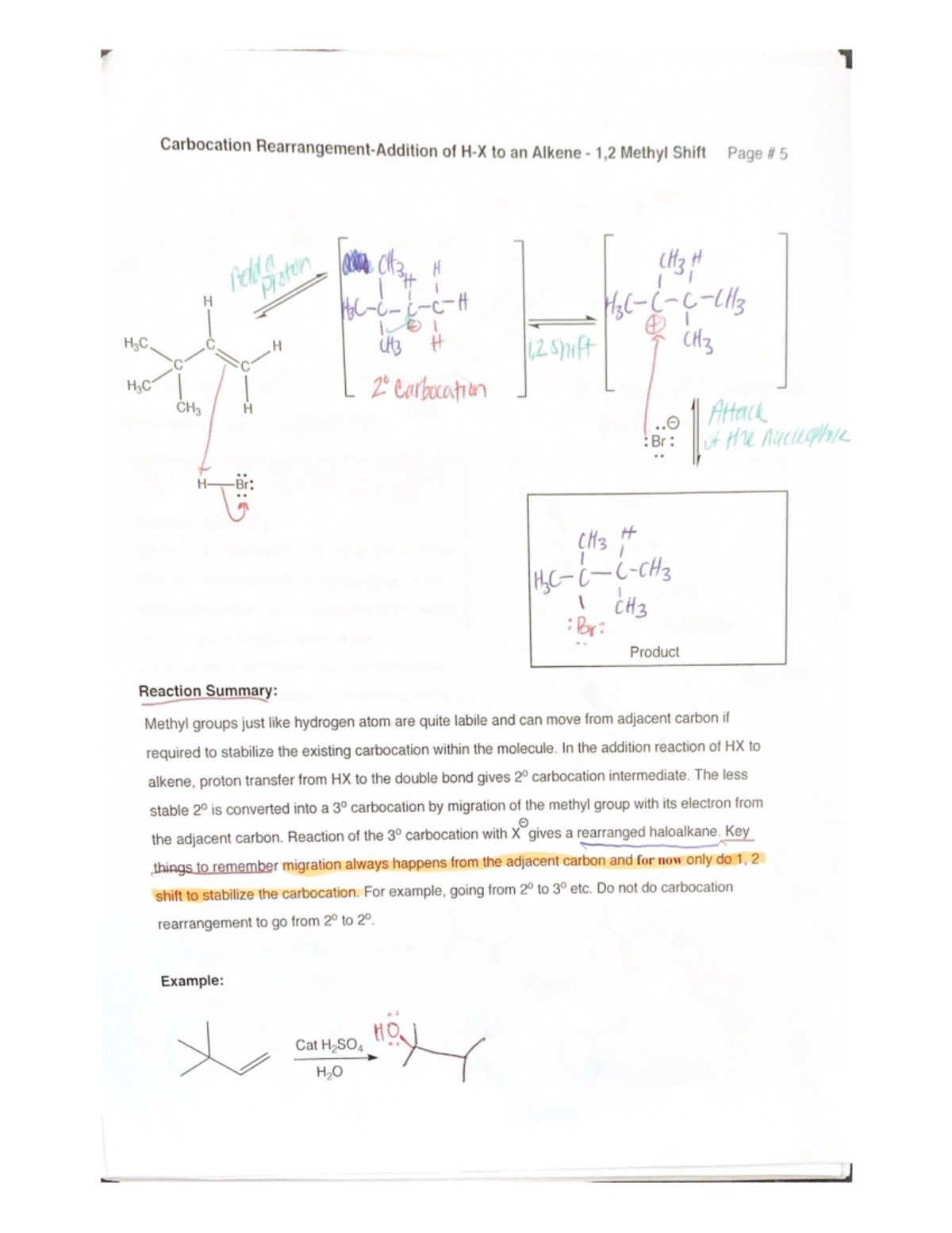 Carbocation Rearrangement-Addition of H-X to an Alkene - 1,2 Methyl ...