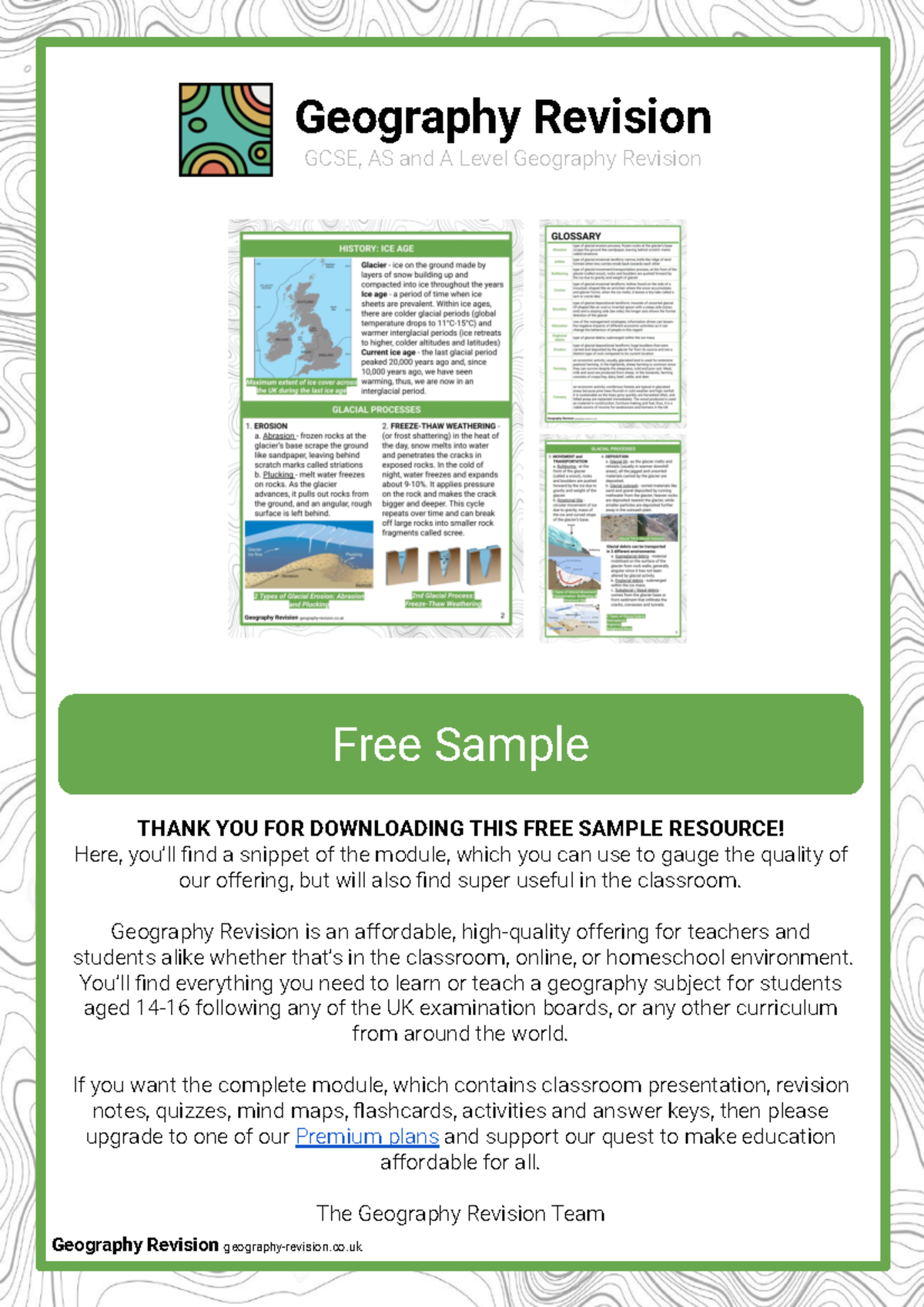 Glacial Landscapes in the UK Sample - Geography Revision GCSE, AS and A ...
