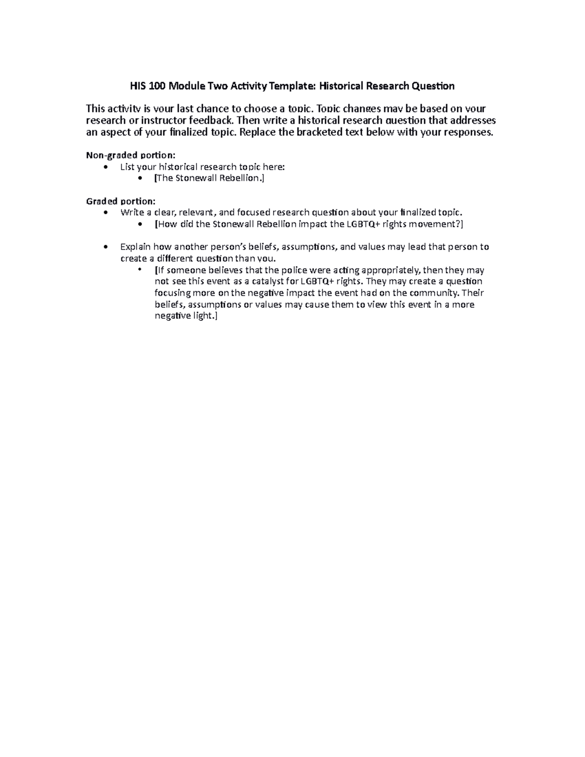 HIS 100 Module Two Activity Research Question - HIS 100 Module Two ...