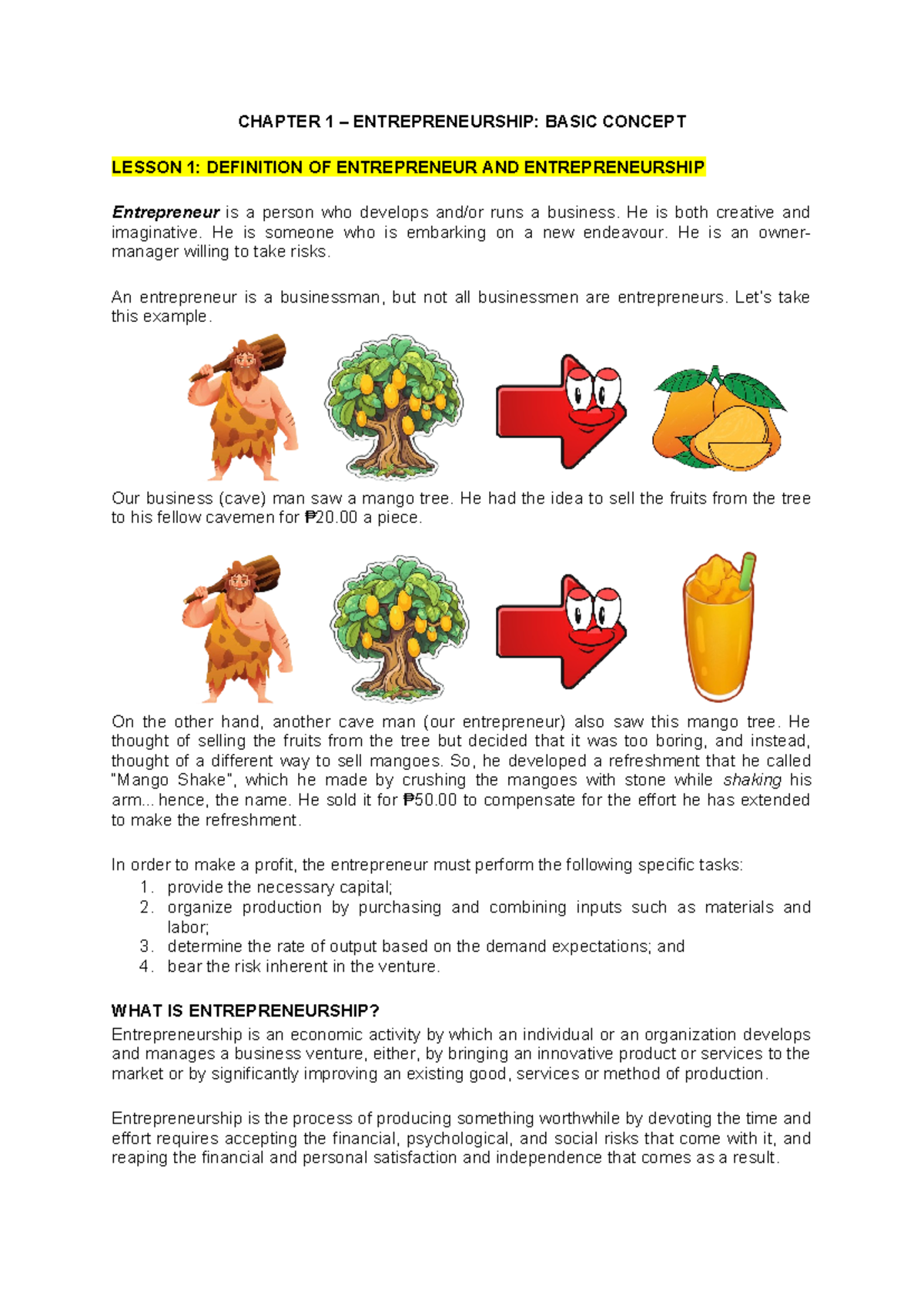 Entrep-Mind-Chap-1 - Summary Entrepreneurial Finance - CHAPTER 1 – ENTREPRENEURSHIP: BASIC ...