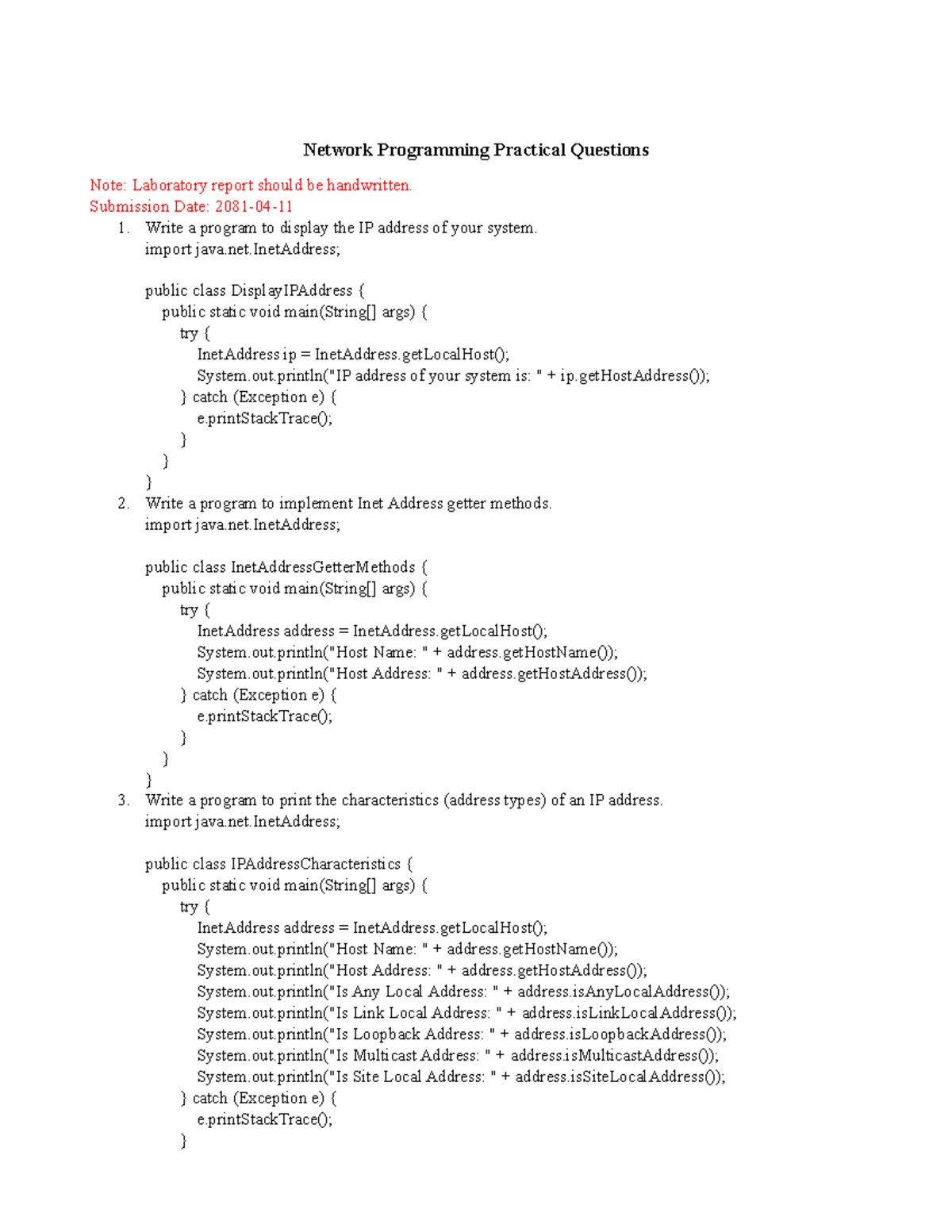 Network Programming Pratical Questions - Submission Date: 2081-04- 1 ...
