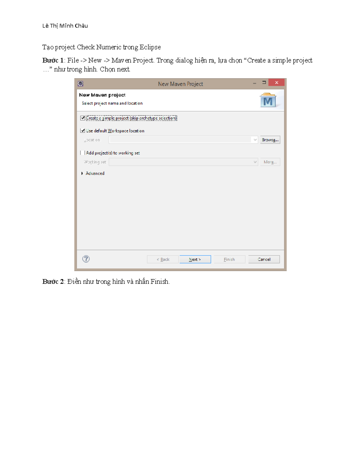 Maven Check Numeric - Eclipse Chau - Tạo project Check Numeric trong Eclipse Bước 1: File -> New ...