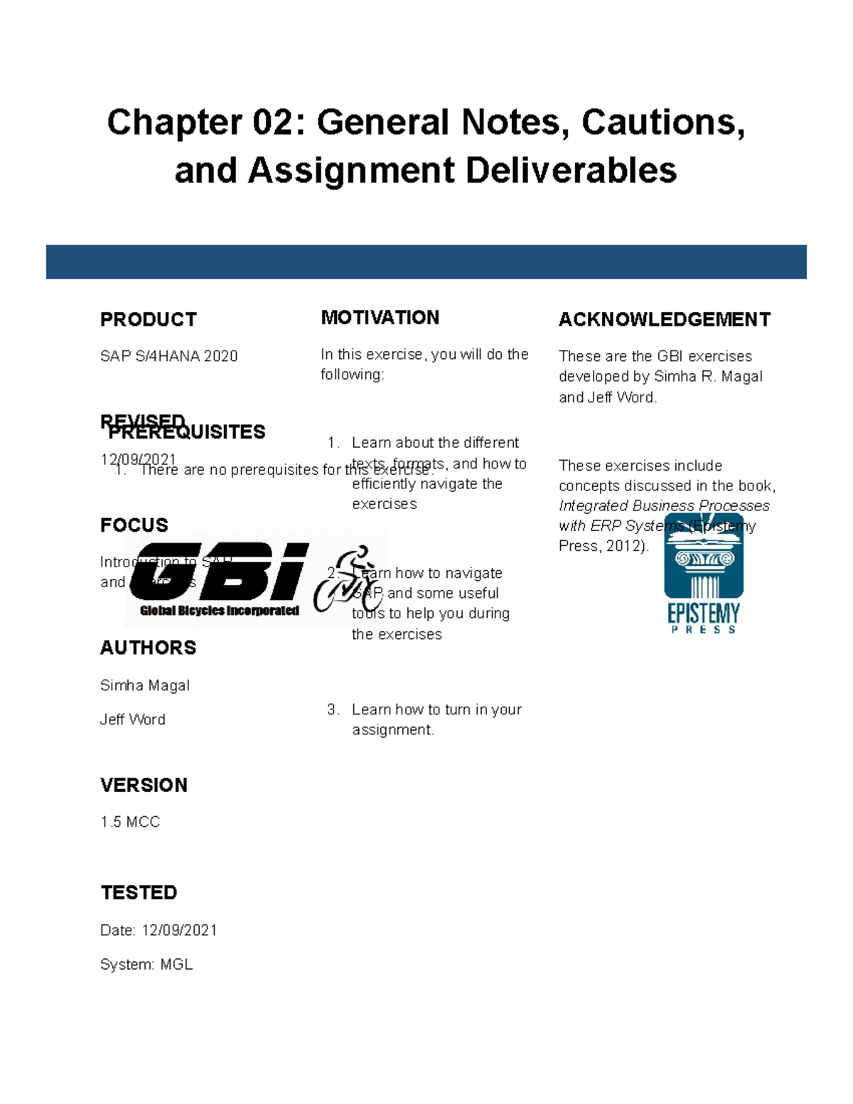 Ch.02-01 Introduction to SAP- Chapter 02: General Notes, Cautions, and ...