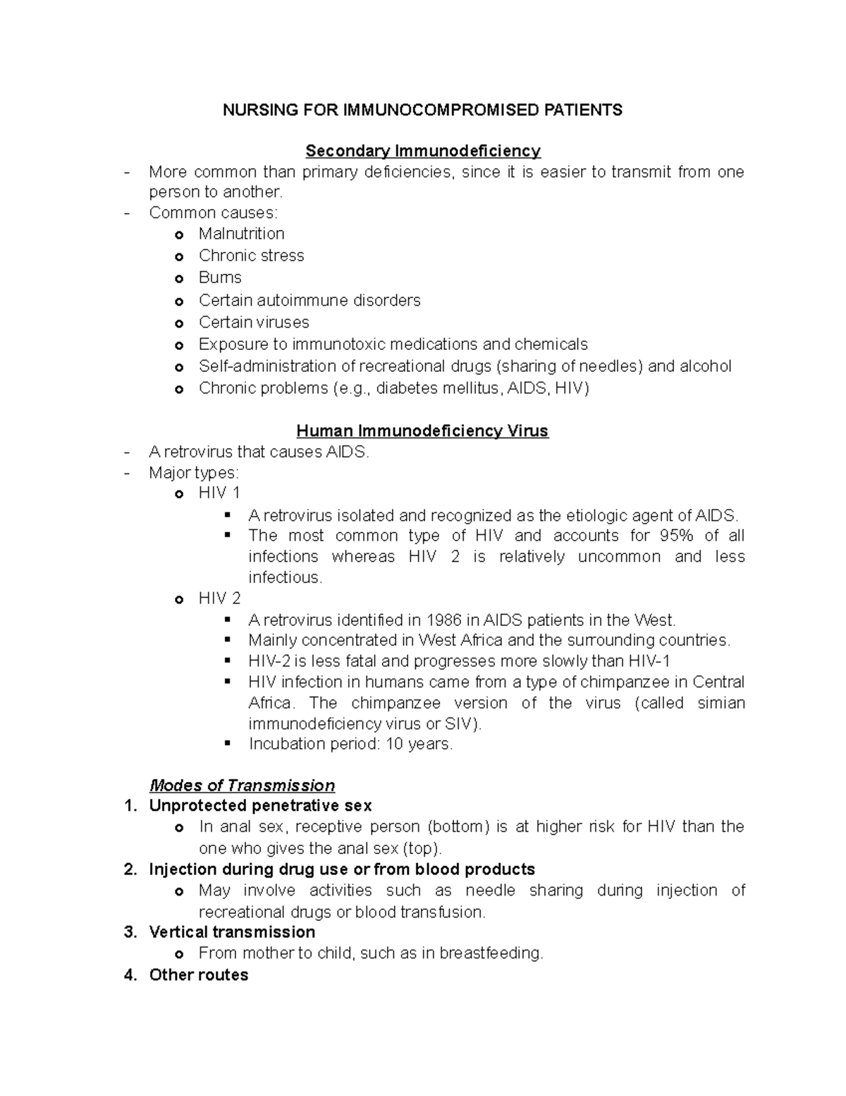 Secondary Immunodeficiencies: Nursing For Immunocompromised Patients ...