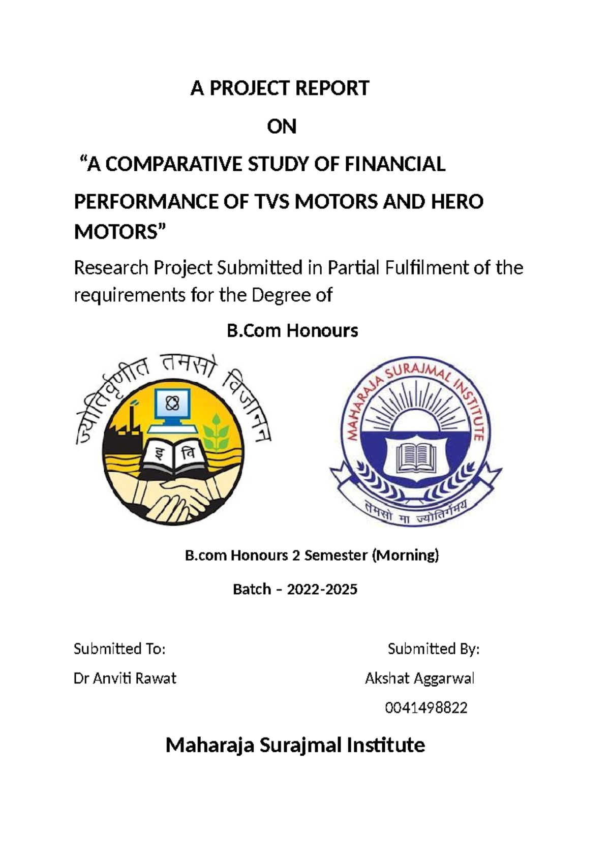 Minor Project Report Akshat Aggarwal 1 - A PROJECT REPORT ON “A ...