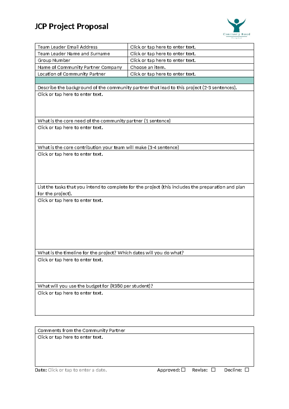 JCP Project Proposal template - JCP Project Proposal Team Leader Email ...