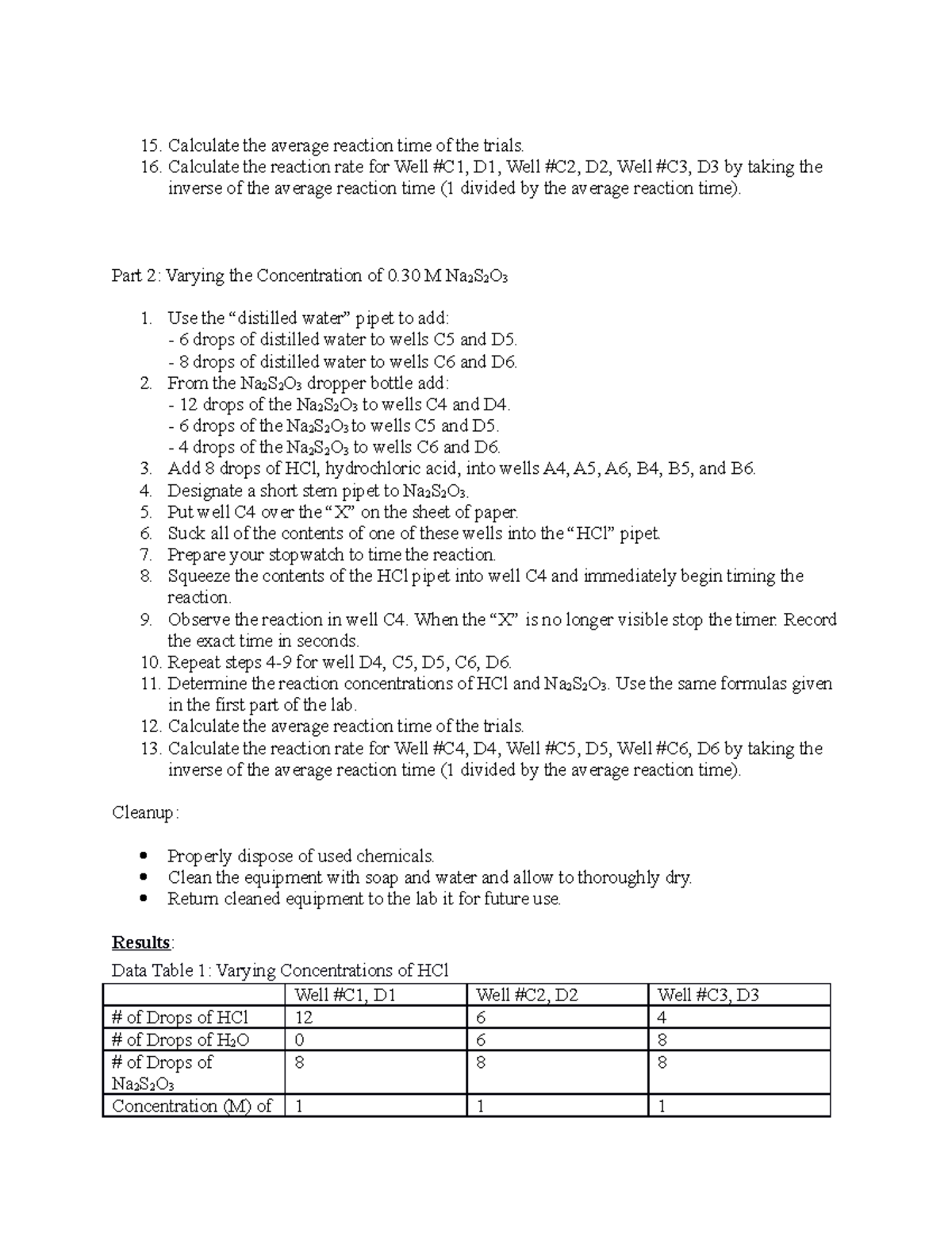 Reaction Order and Rate Laws Formal Lab Report - Calculate the average ...