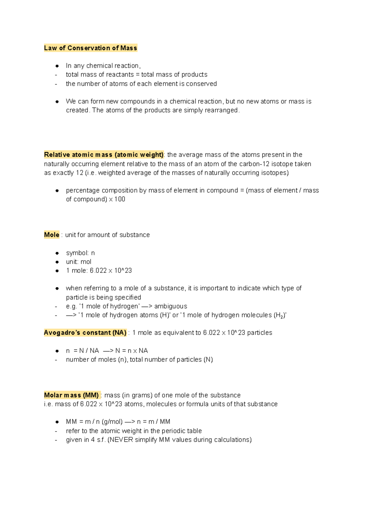 Module 2: Introduction to Quantitative Chemistry - Law of Conservation ...