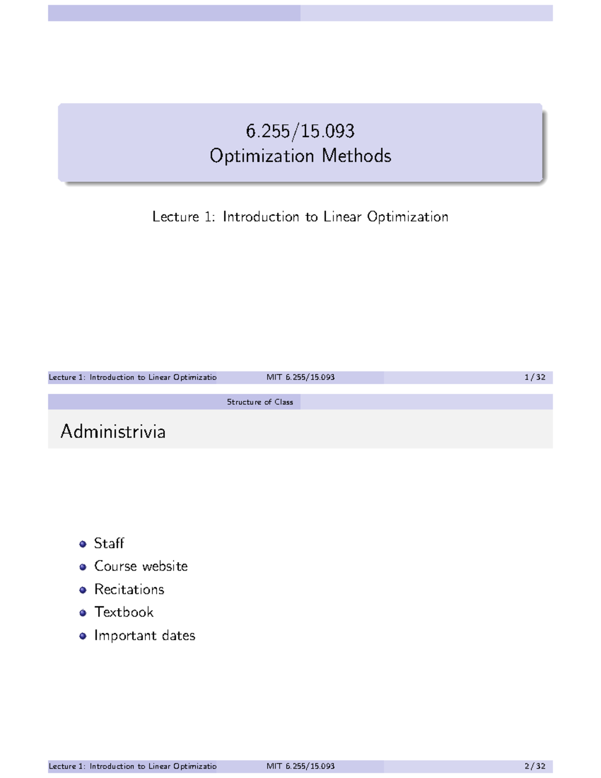 Lecture-01-handout - Lecture notes 1 - 6/15. Optimization Methods ...