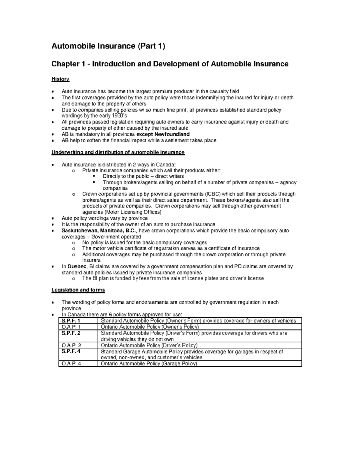 Chapter 1-Introductionand Developmentof Automobile Insurance ...