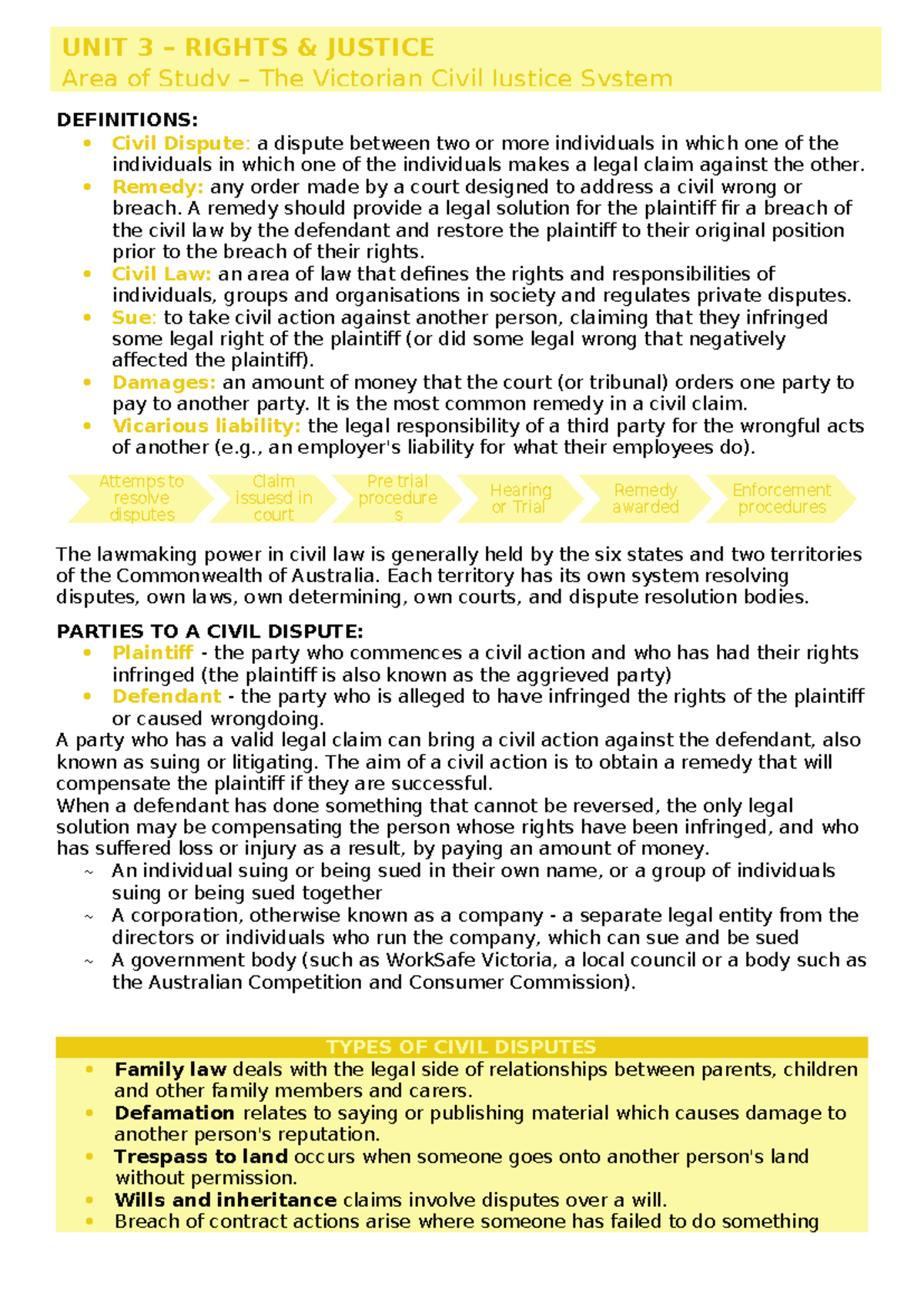Civil Justice System - VCAA SUBJECT SELECTION PAGES - DEFINITIONS ...