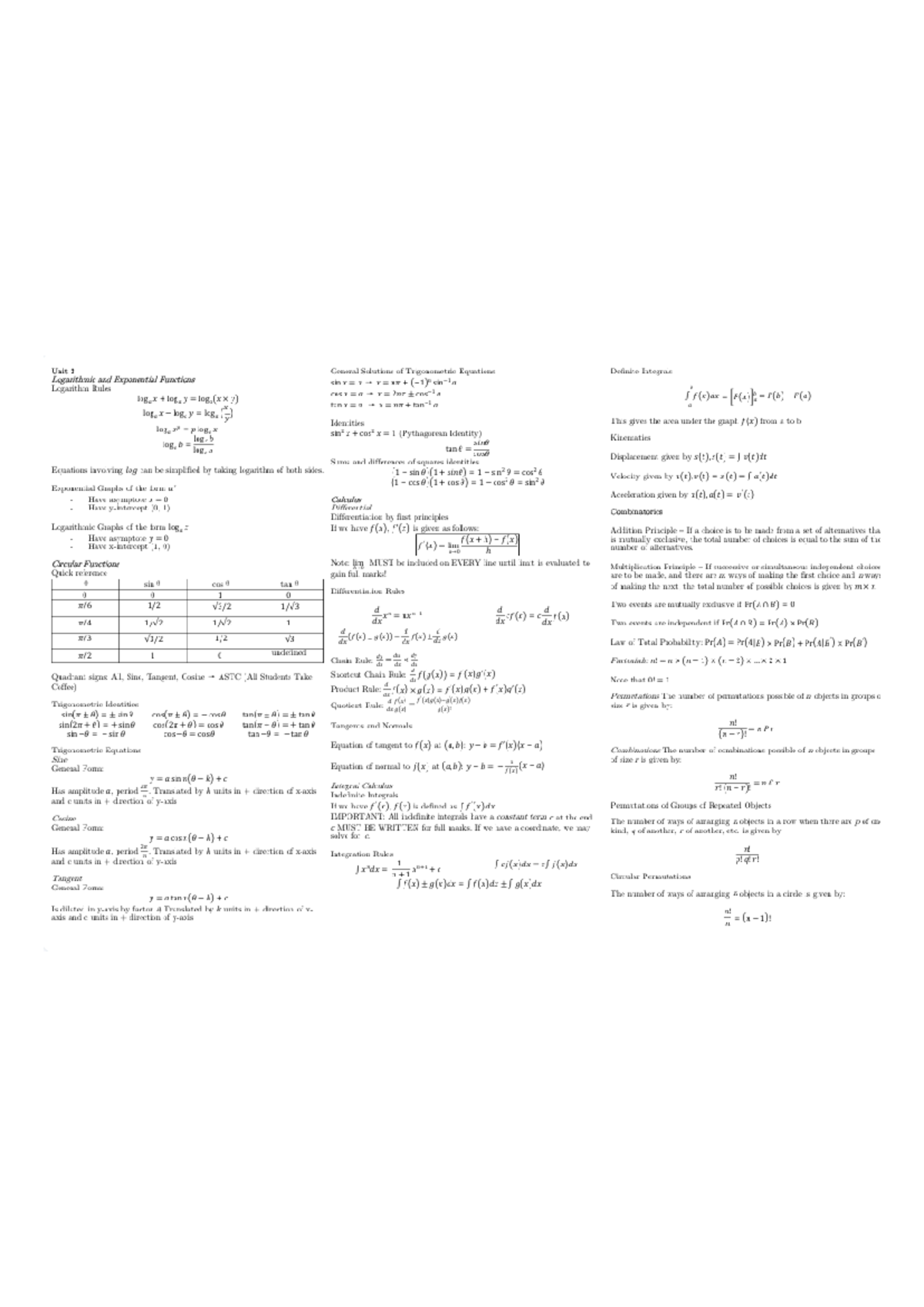 Unit2 - unit 2 study notes - Unit 2 General Solutions of Trigonometric ...