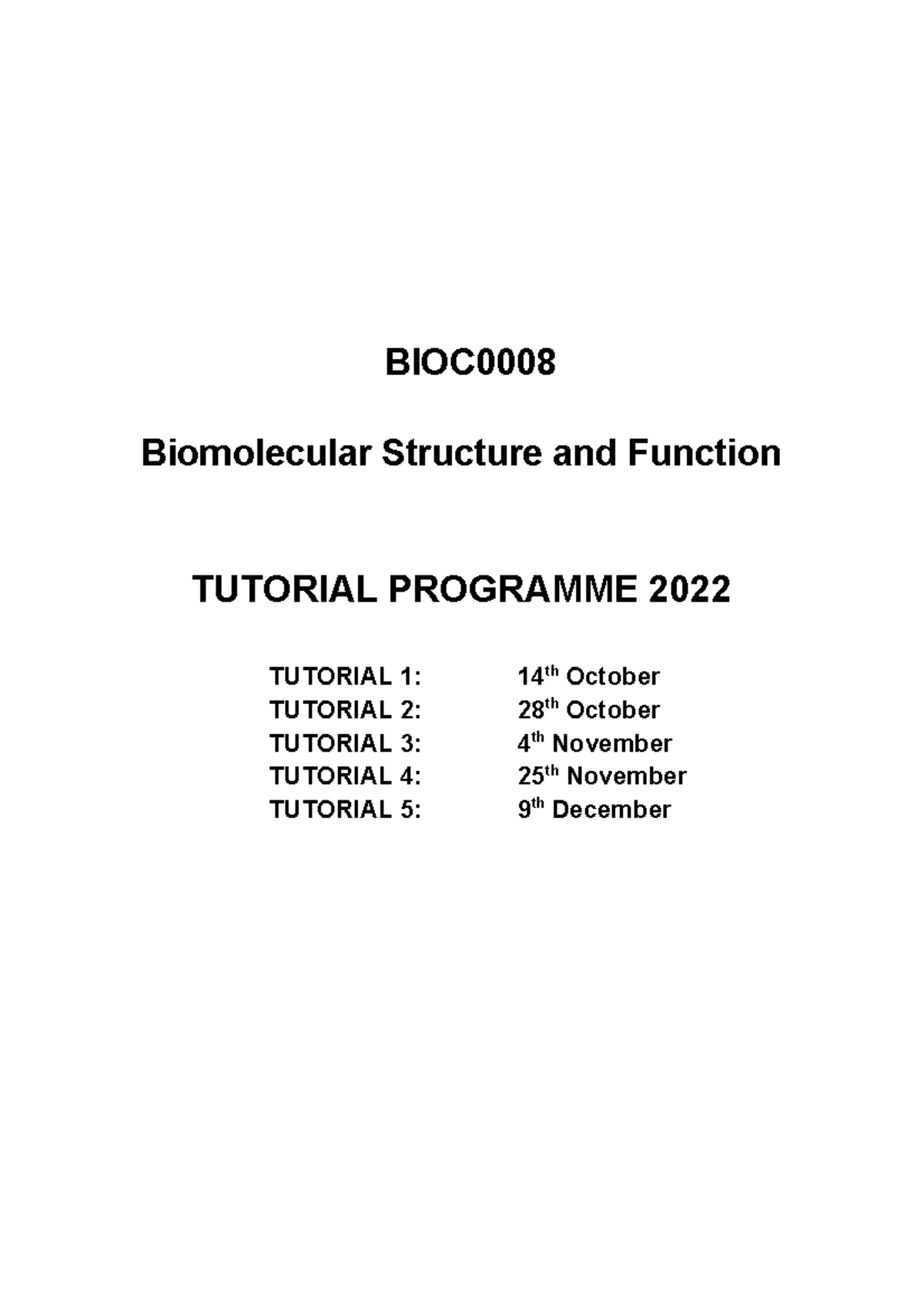 Bioc0008 22 Tutorial 4 Bioc Biomolecular Structure And Function