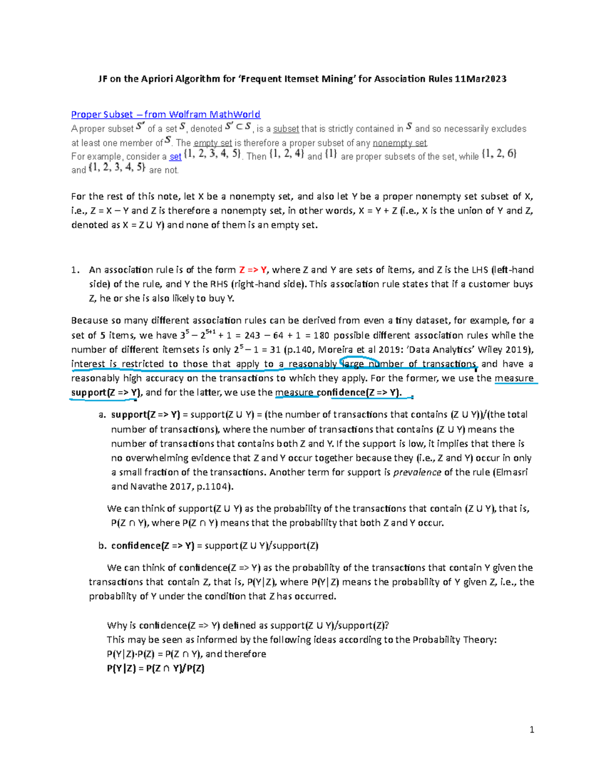 Jf On The Apriori Algorithm For ‘frequent Itemset Mining For Association Rules 11mar2023 The