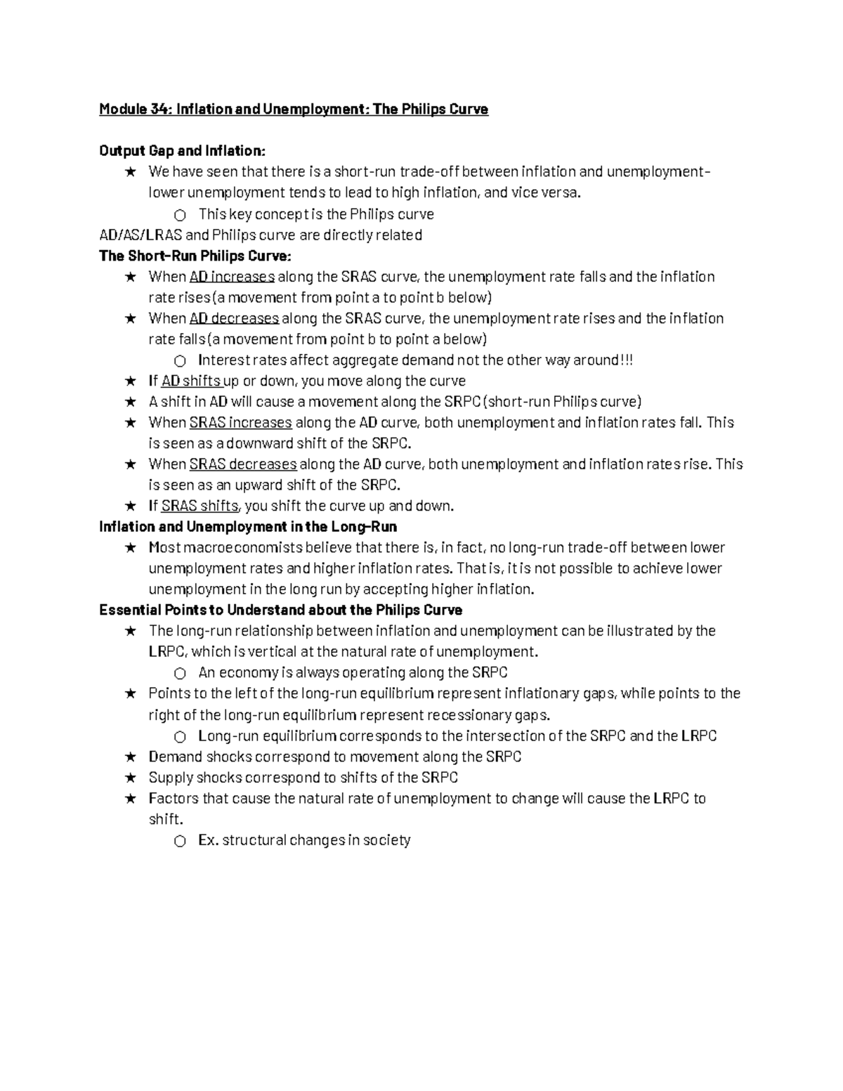 Module 34 Inflation and Unemployment The Philips Curve - This key ...