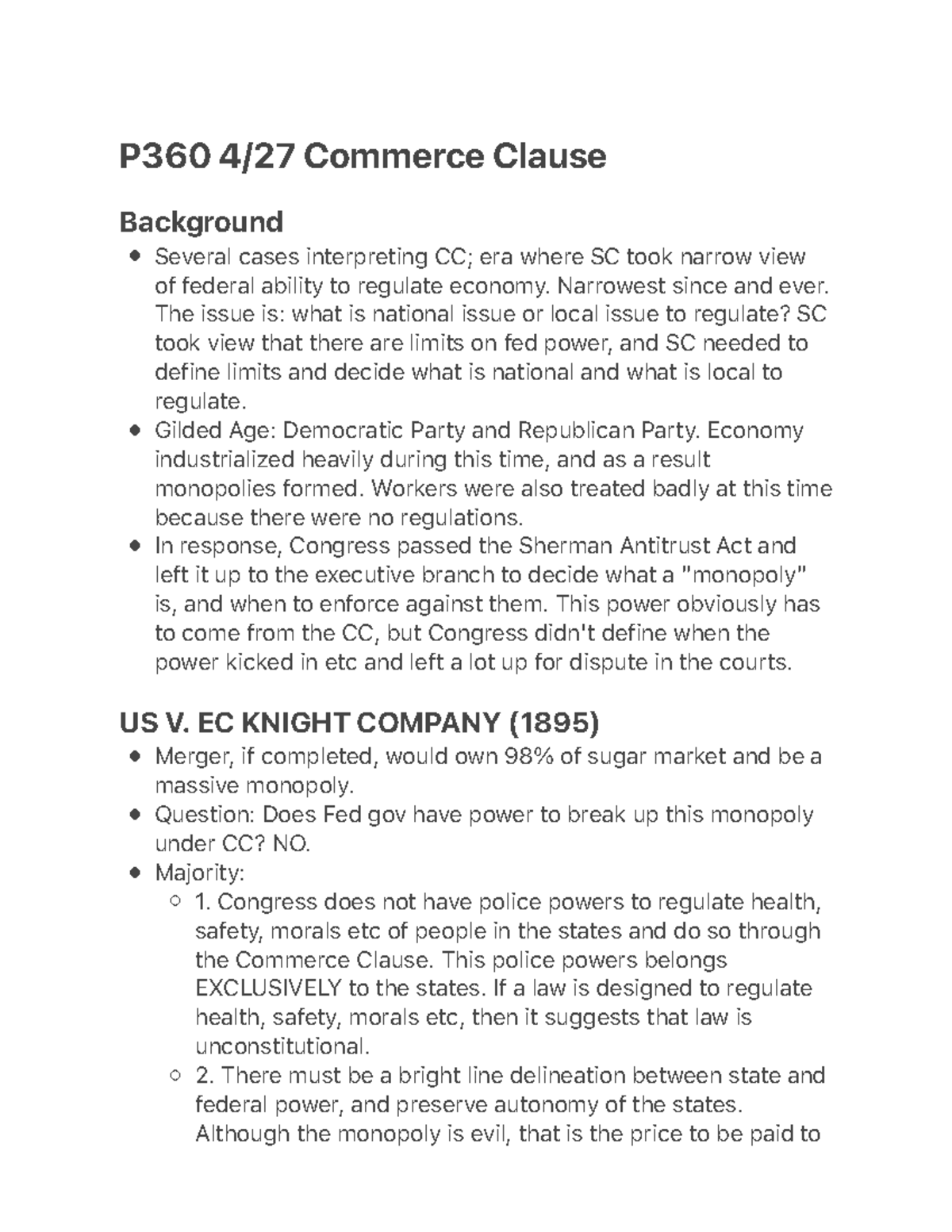 P360 4:27 Commerce Clause - P360 4/27 Commerce Clause Background ...