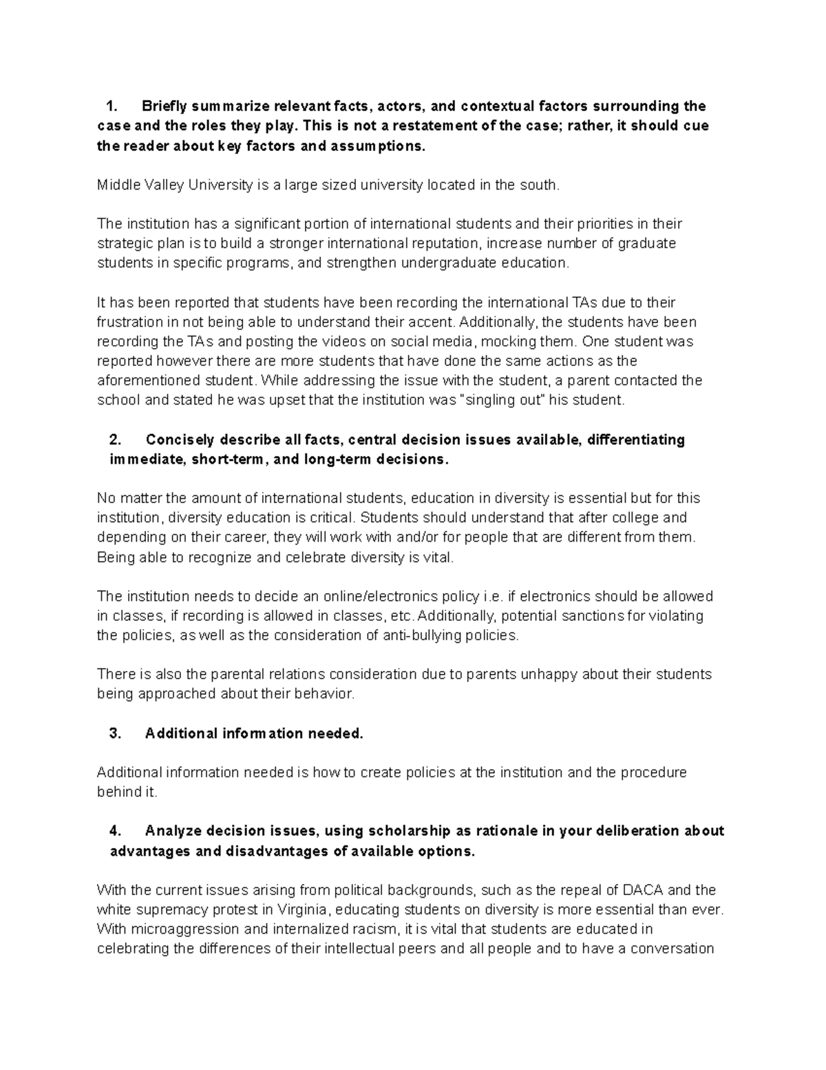 Cultural Clash - Case study - Briefly summarize relevant facts, actors ...