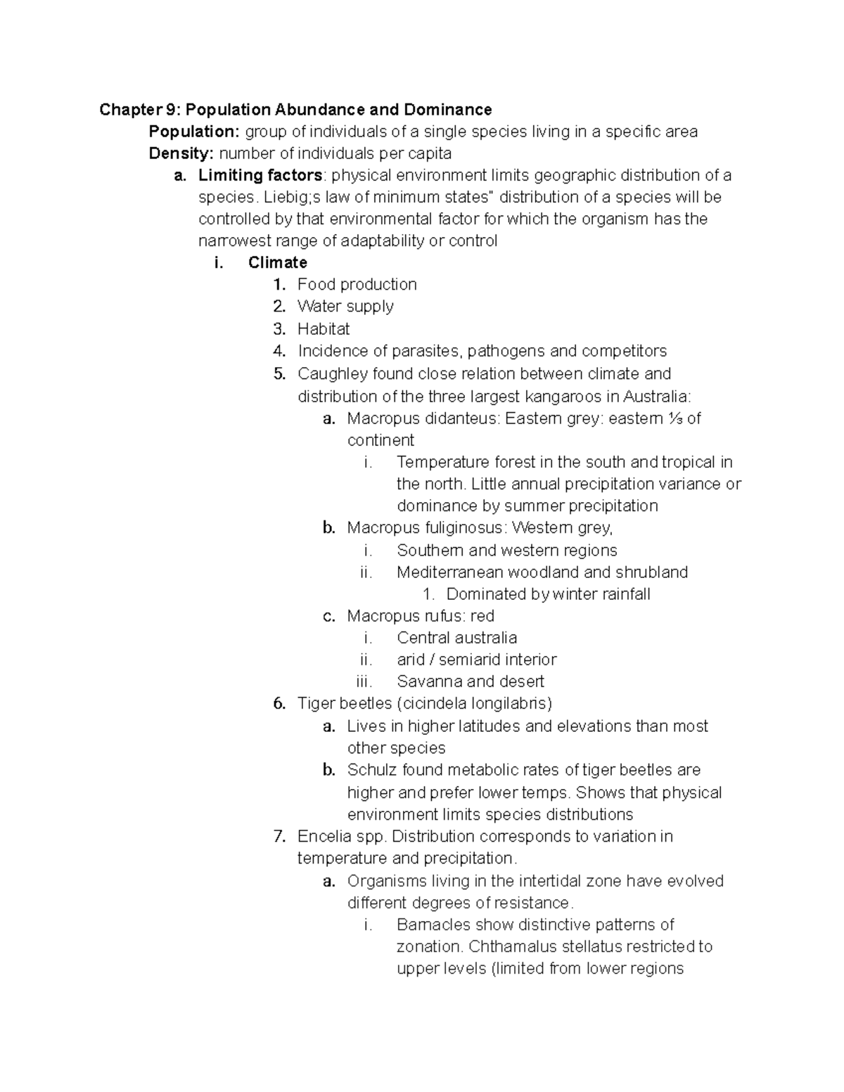 Ecology Review - Chapter 9: Population Abundance and Dominance ...