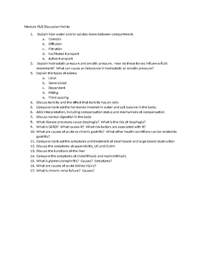Patho - Mod 9&10 discussion points - Modules 9 and 10 discussion points ...
