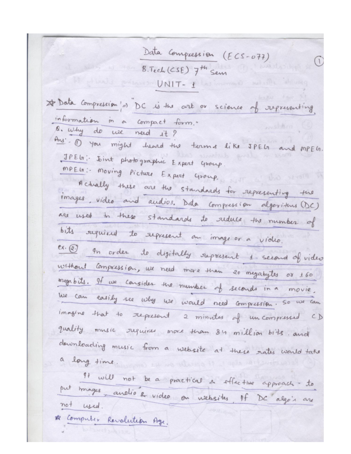 Dc1 Chapter 1 Data Compression Studocu