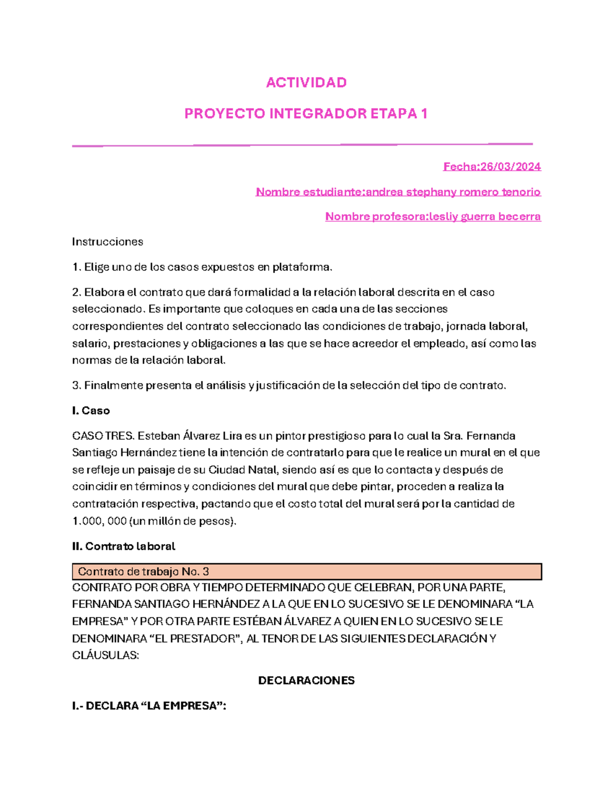 Proyecto+integrador+1 - ACTIVIDAD PROYECTO INTEGRADOR ETAPA 1 Fecha:26/03/ Nombre estudiante ...