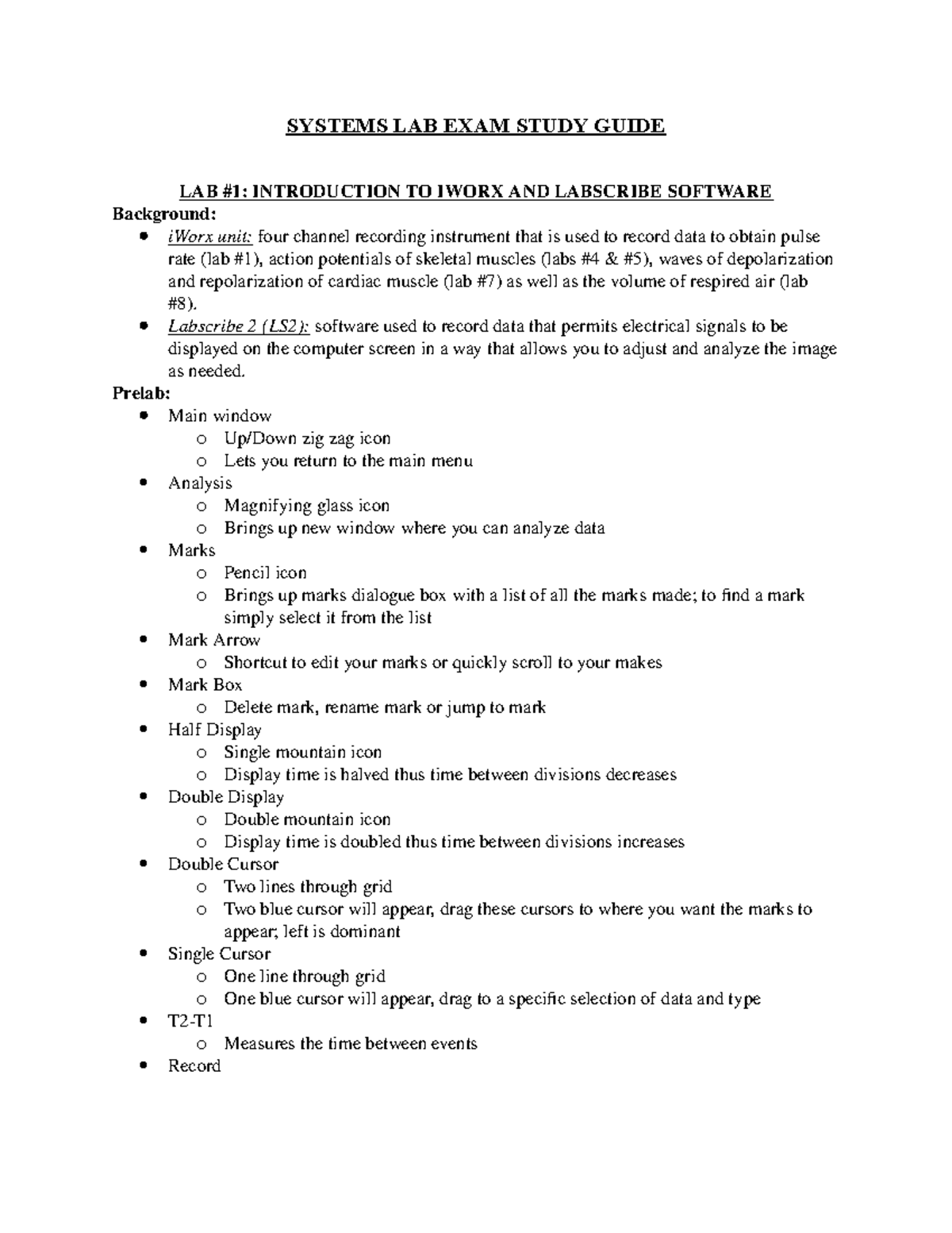 Systems Lab Exam Study Guide - SYSTEMS LAB EXAM STUDY GUIDE LAB #1 ...
