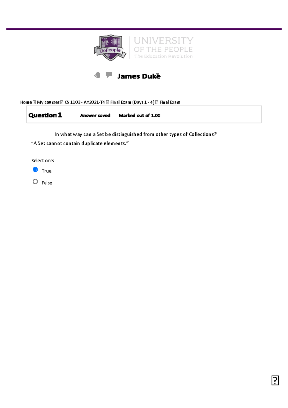 Final Exam for Programming 2 (page 1 of 3) - Home My courses CS 1103 ...