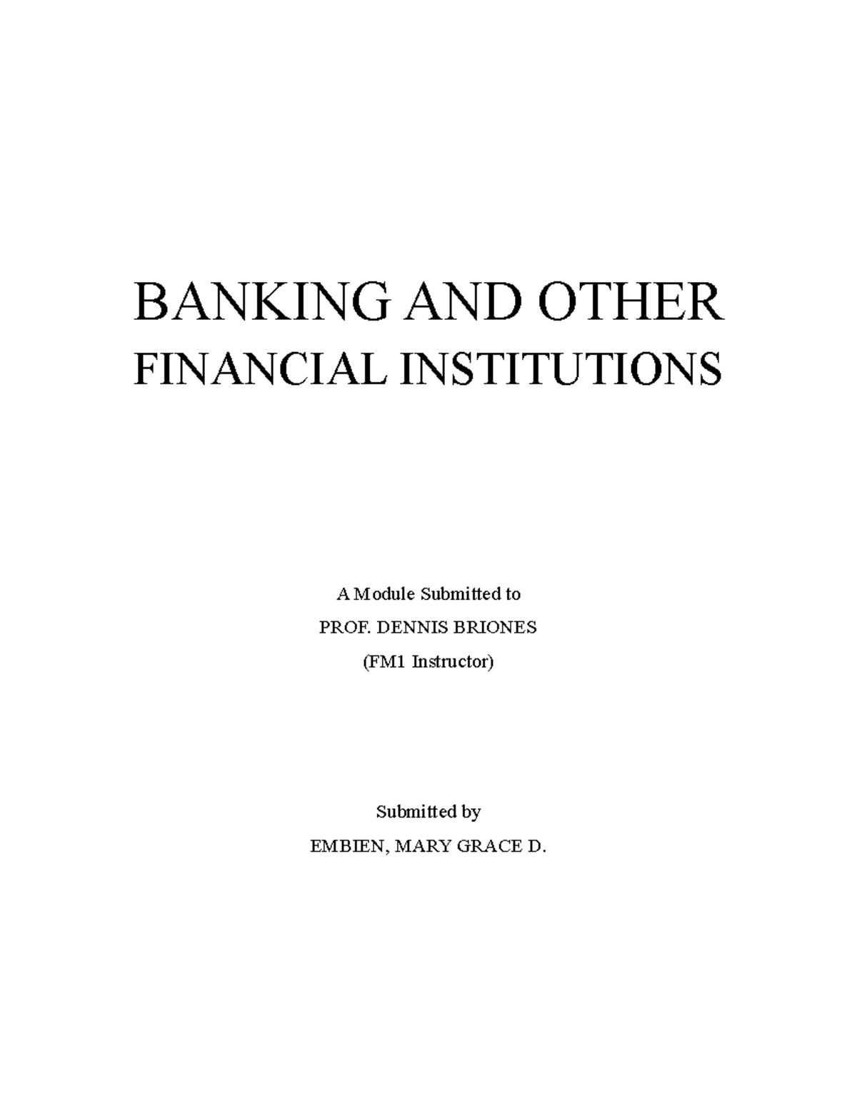 Banking AND Other Financial Institutions - BANKING AND OTHER FINANCIAL ...