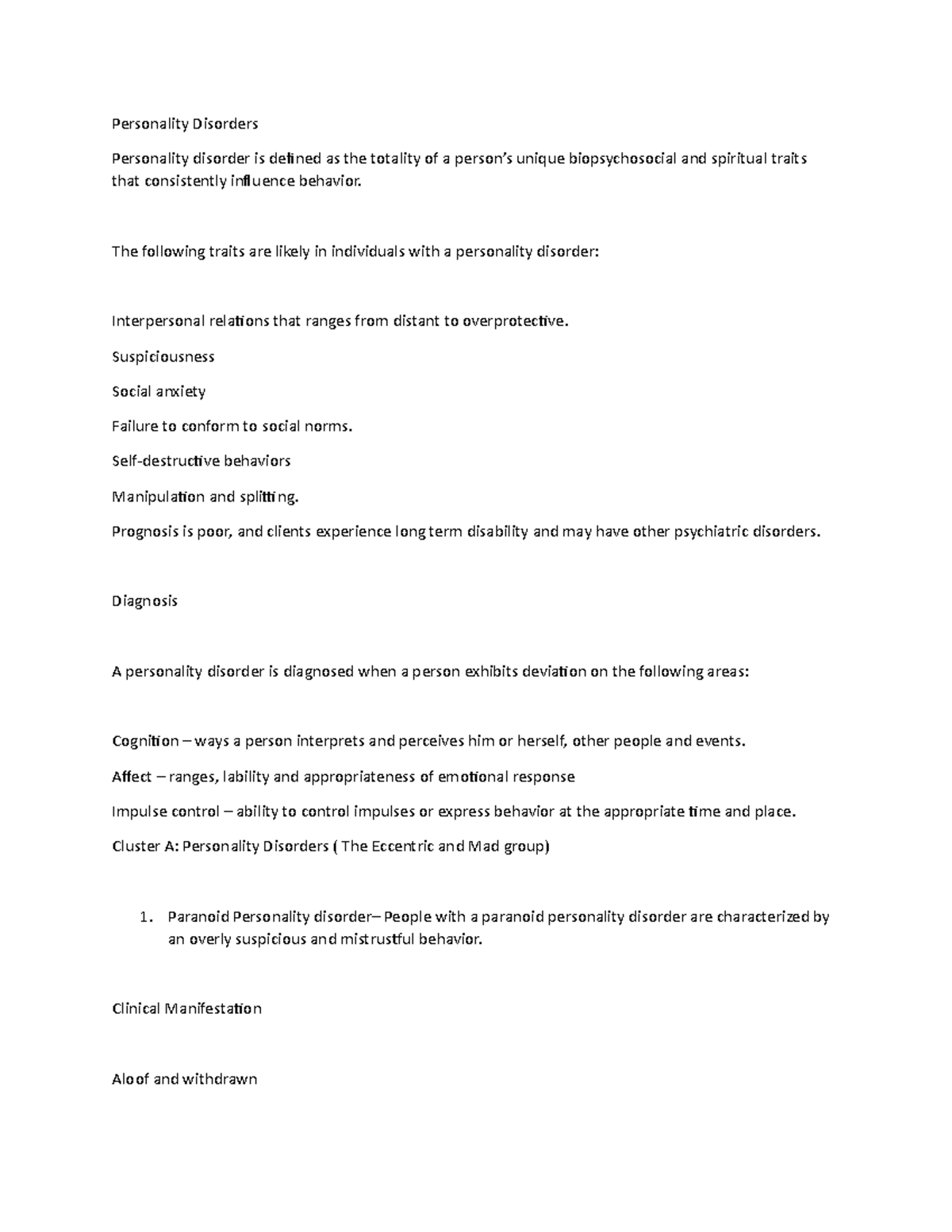 Personality Disorder - Personality Disorders Personality disorder is ...