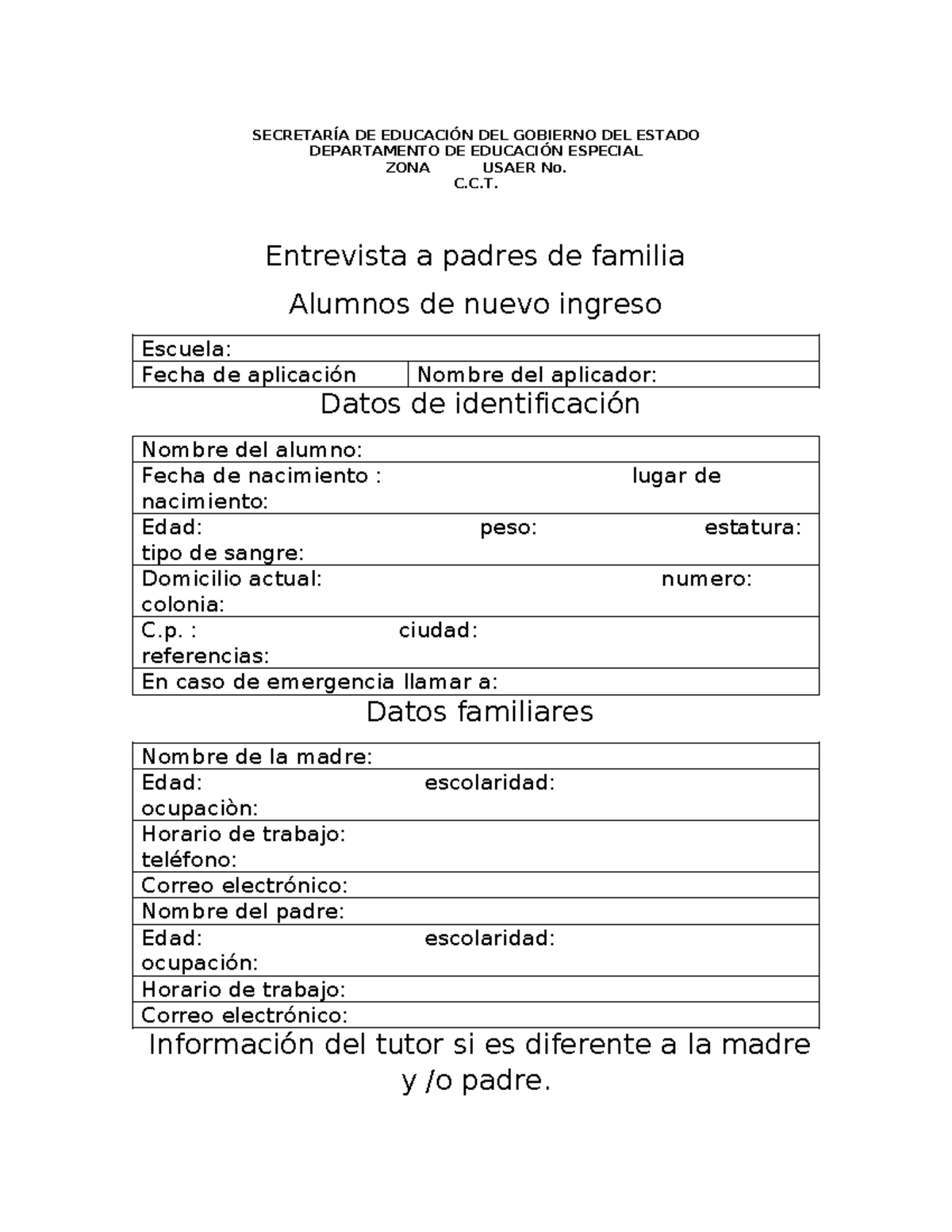 Entrevista a padres de familia preescolar - SECRETARÍA DE EDUCACIÓN DEL ...