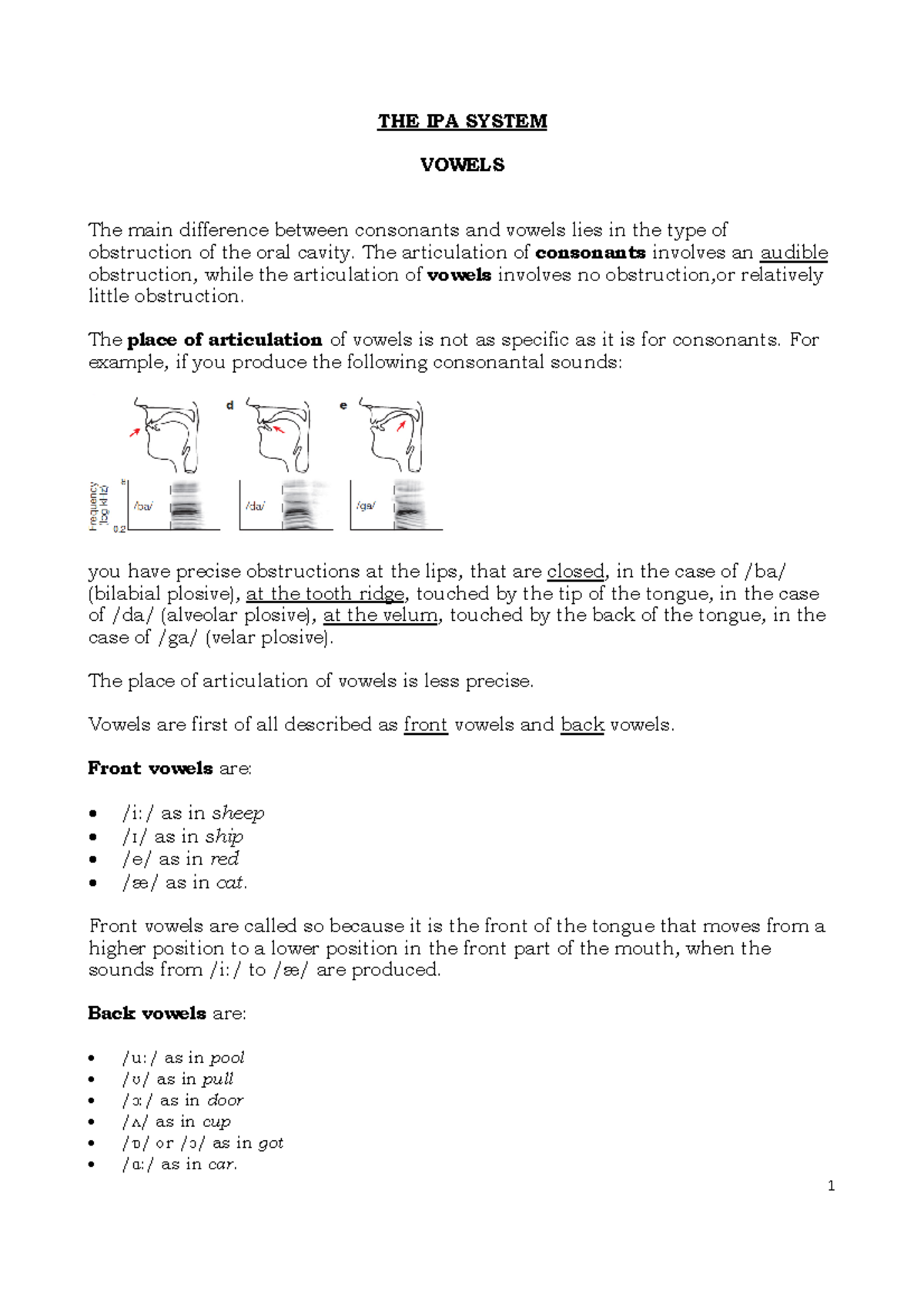 The IPA - Vowels - ripasso riguardo l'alfabeto fonetico ipa in breve ...