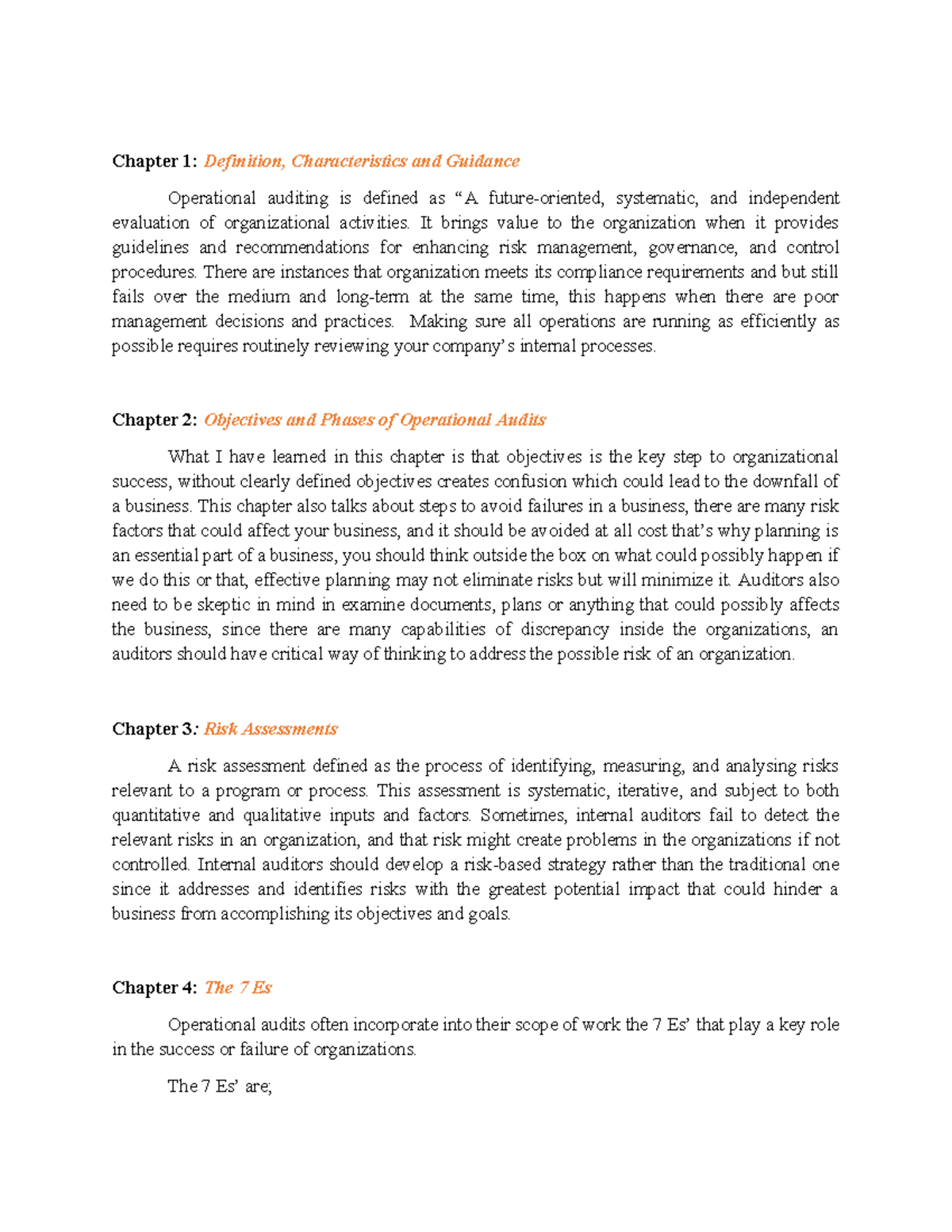 Operation Auditing - Chapter 1: Definition, Characteristics and Guidance Operational auditing is ...