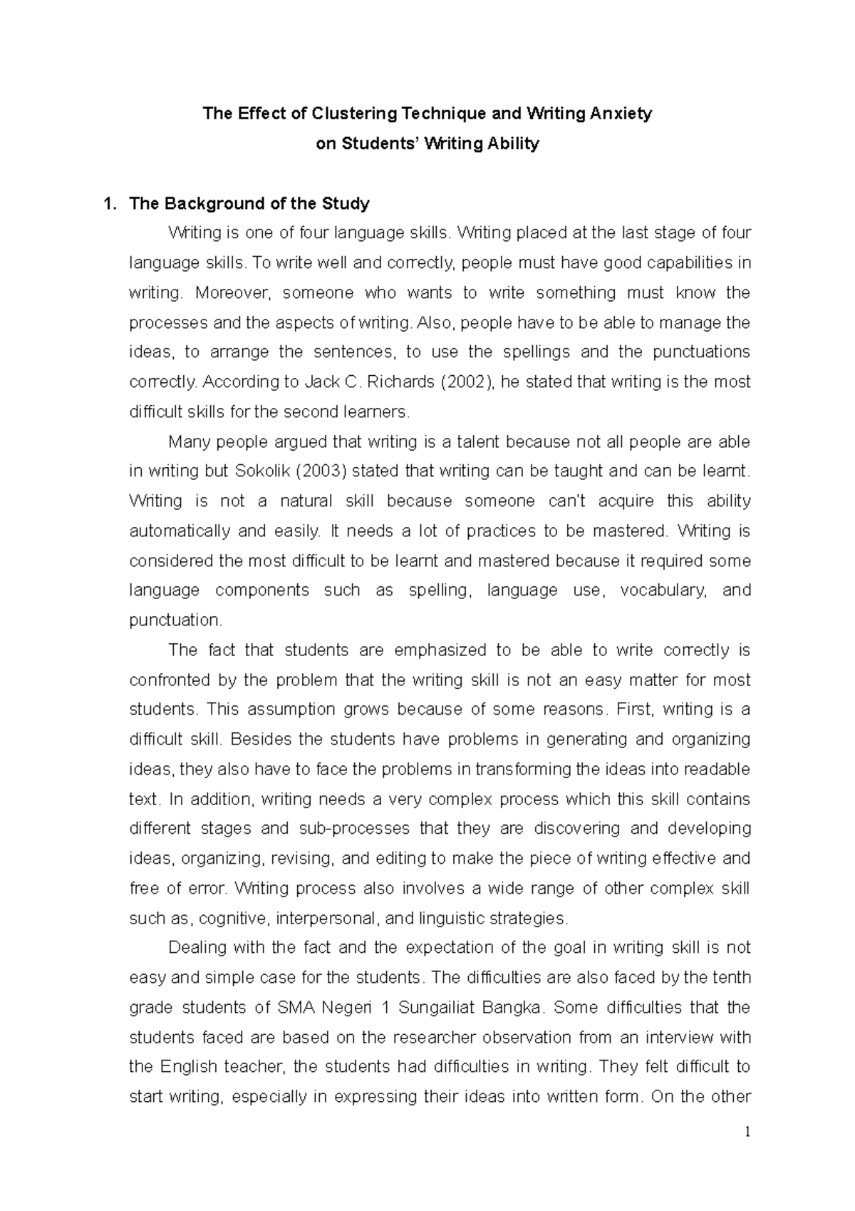 The Effect of Clustering Technique and Writing Anxiety - Writing placed at the last stage of ...