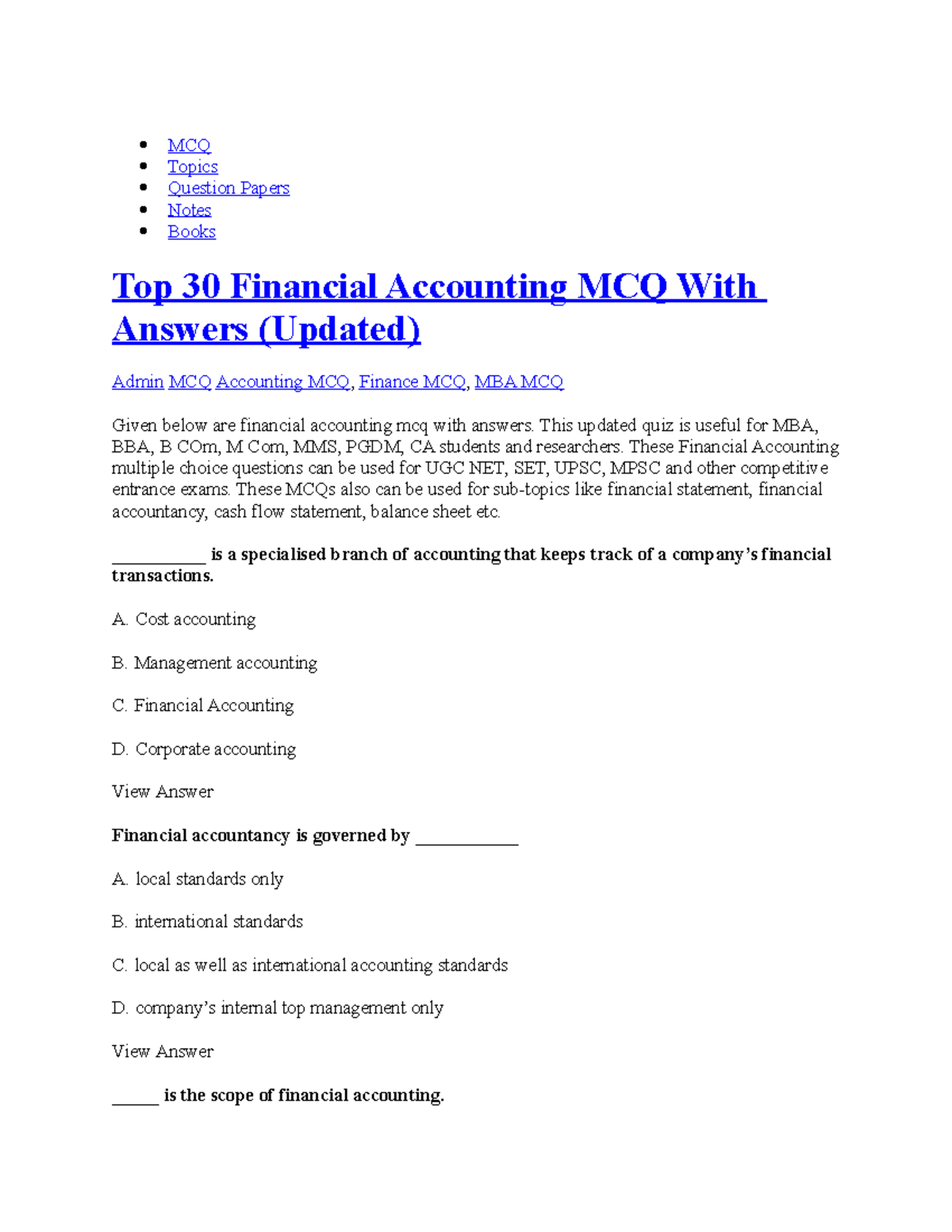 MCQ 1 - sharing is caring - MCQ Topics Question Papers Notes Books Top ...