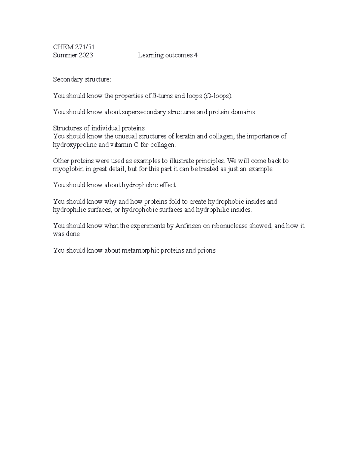 Learning outcomes 4 - You should know about supersecondary structures ...